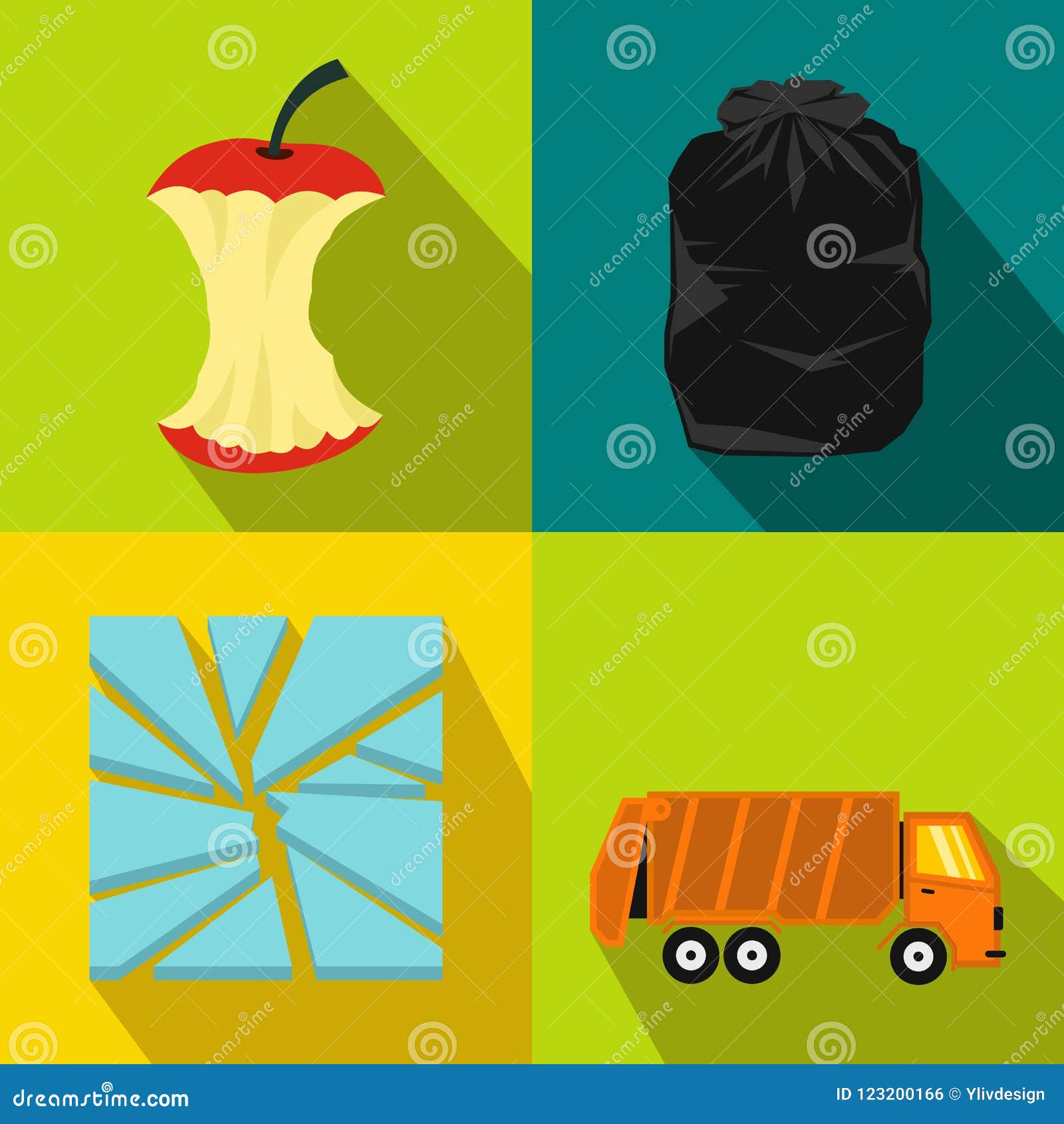 Garbage Banners Set, Flat Style Stock Illustration - Illustration of ...