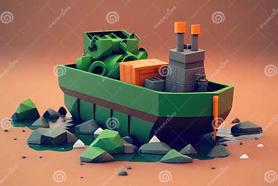 Garbage Barge: Barge Filled with Waste, Floating on Polluted River AI ...