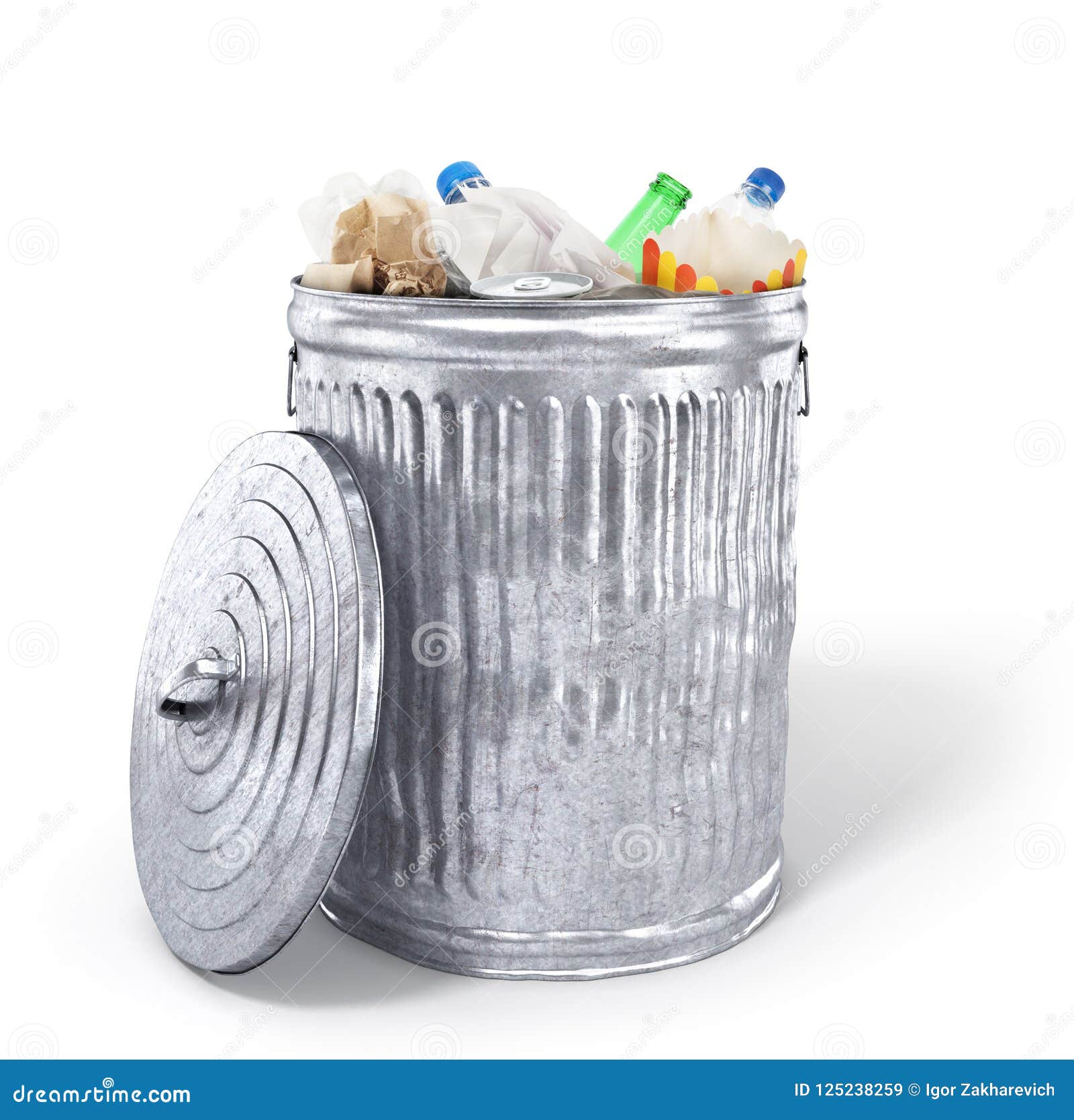 Red And Wet Garbage Basket In A Park On A Background Of Green Grass ...