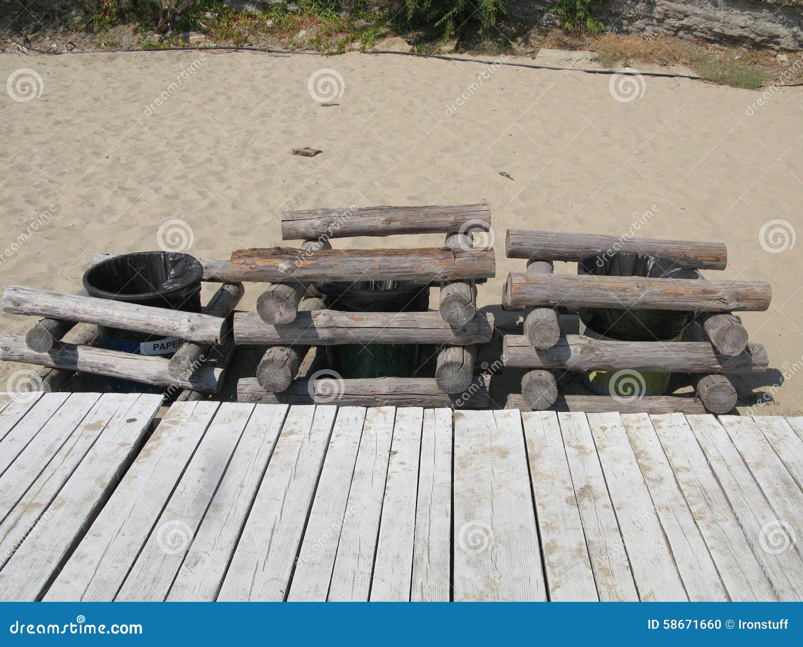 Garbage Baskets on the Sand Stock Photo - Image of basket, garbage ...