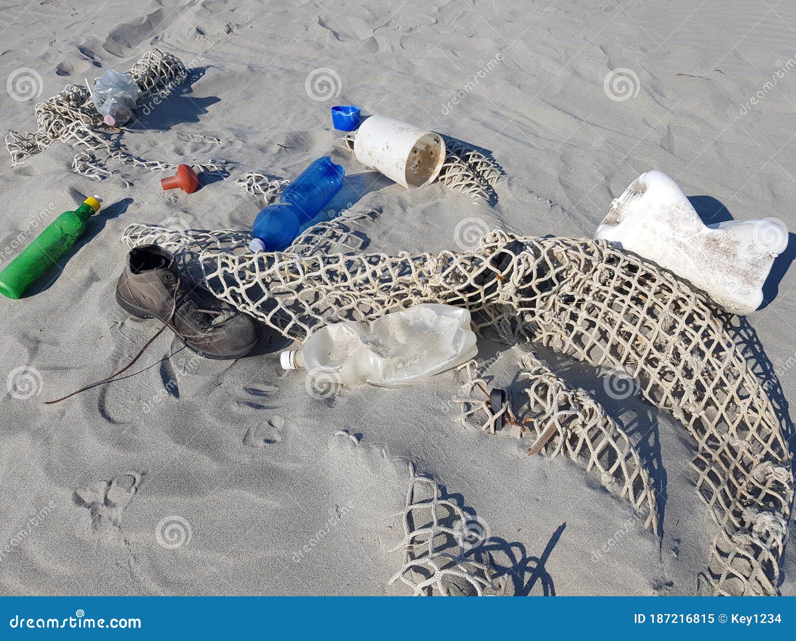 Garbage on the beach stock image. Image of green, ocean - 187216815