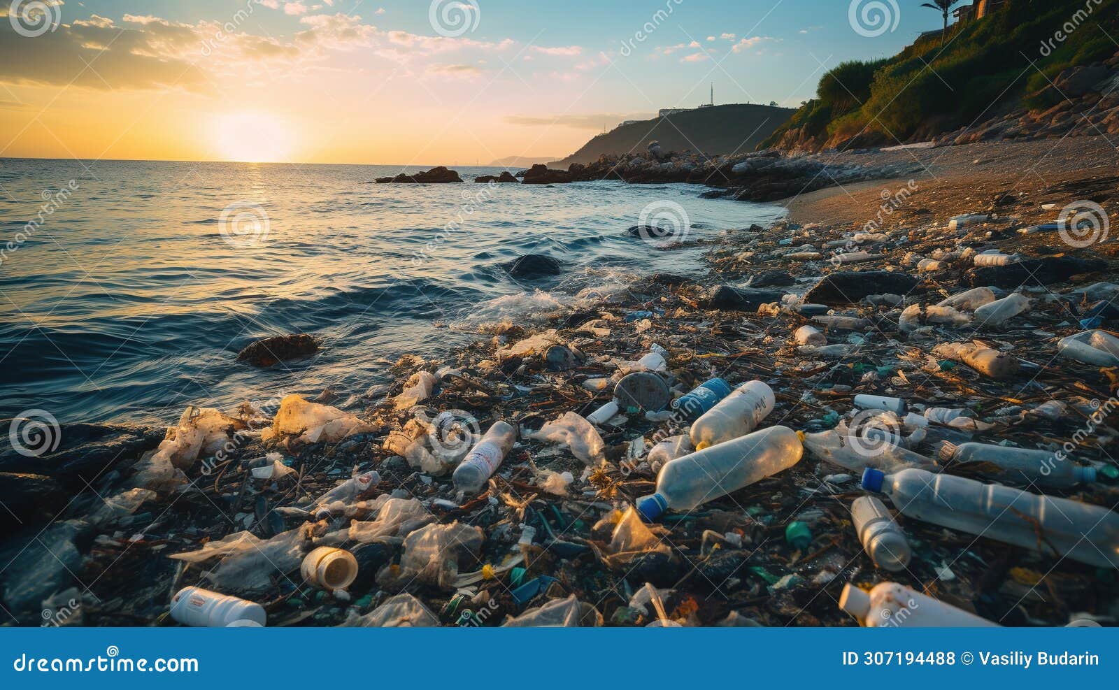 Garbage on Beach, Environmental Pollution in Bali Indonesia. Drops of ...