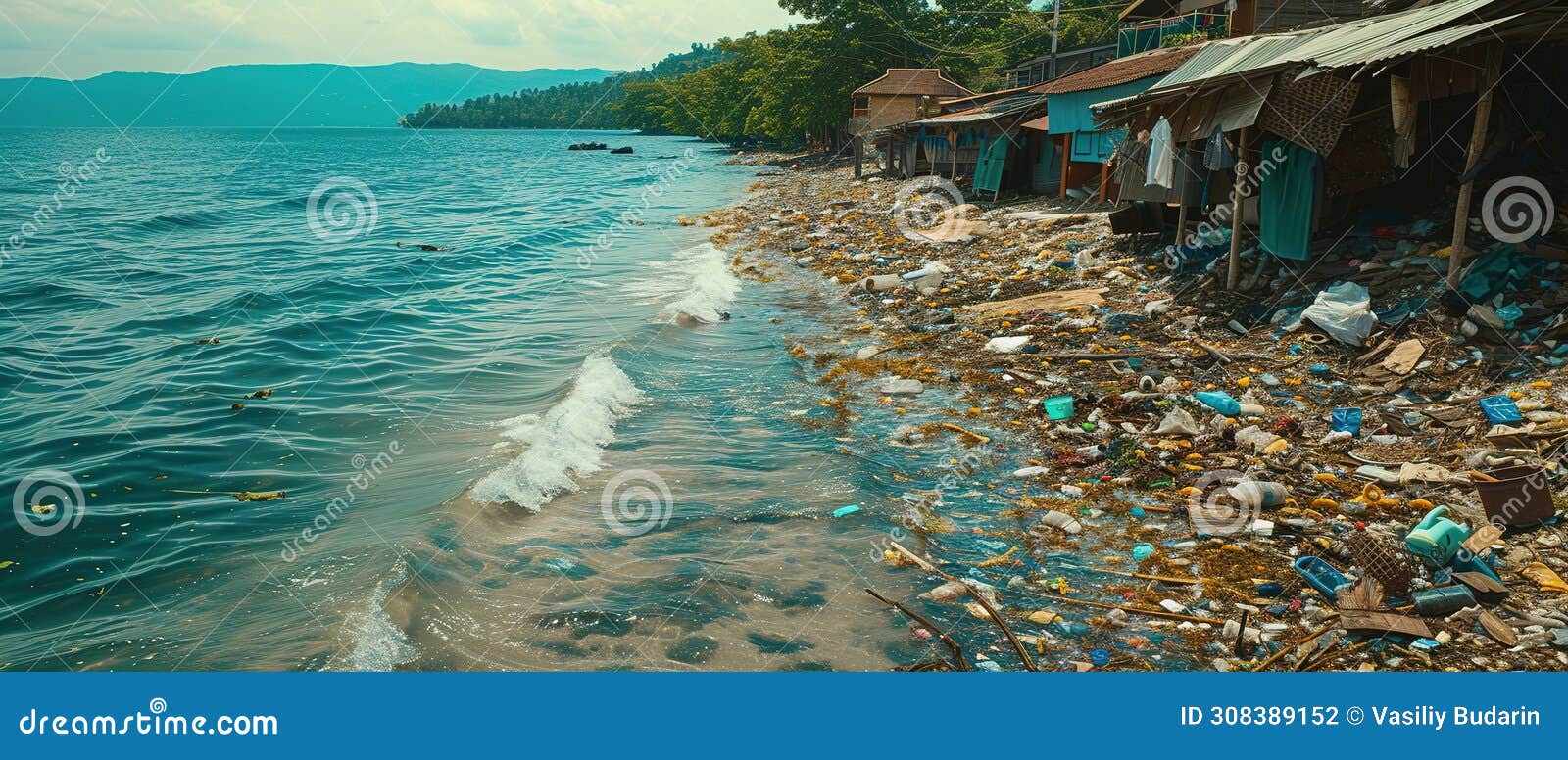 Garbage on Beach, Environmental Pollution in Bali Indonesia. Drops of ...