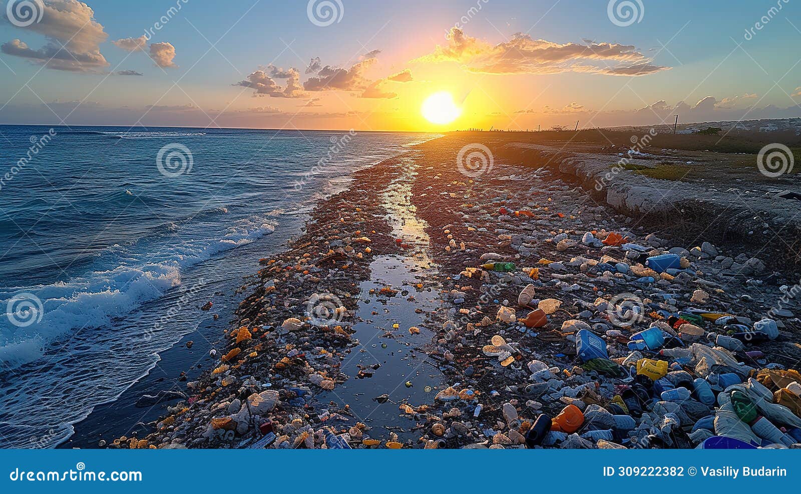 Garbage on Beach, Environmental Pollution in Bali Indonesia. Drops of ...