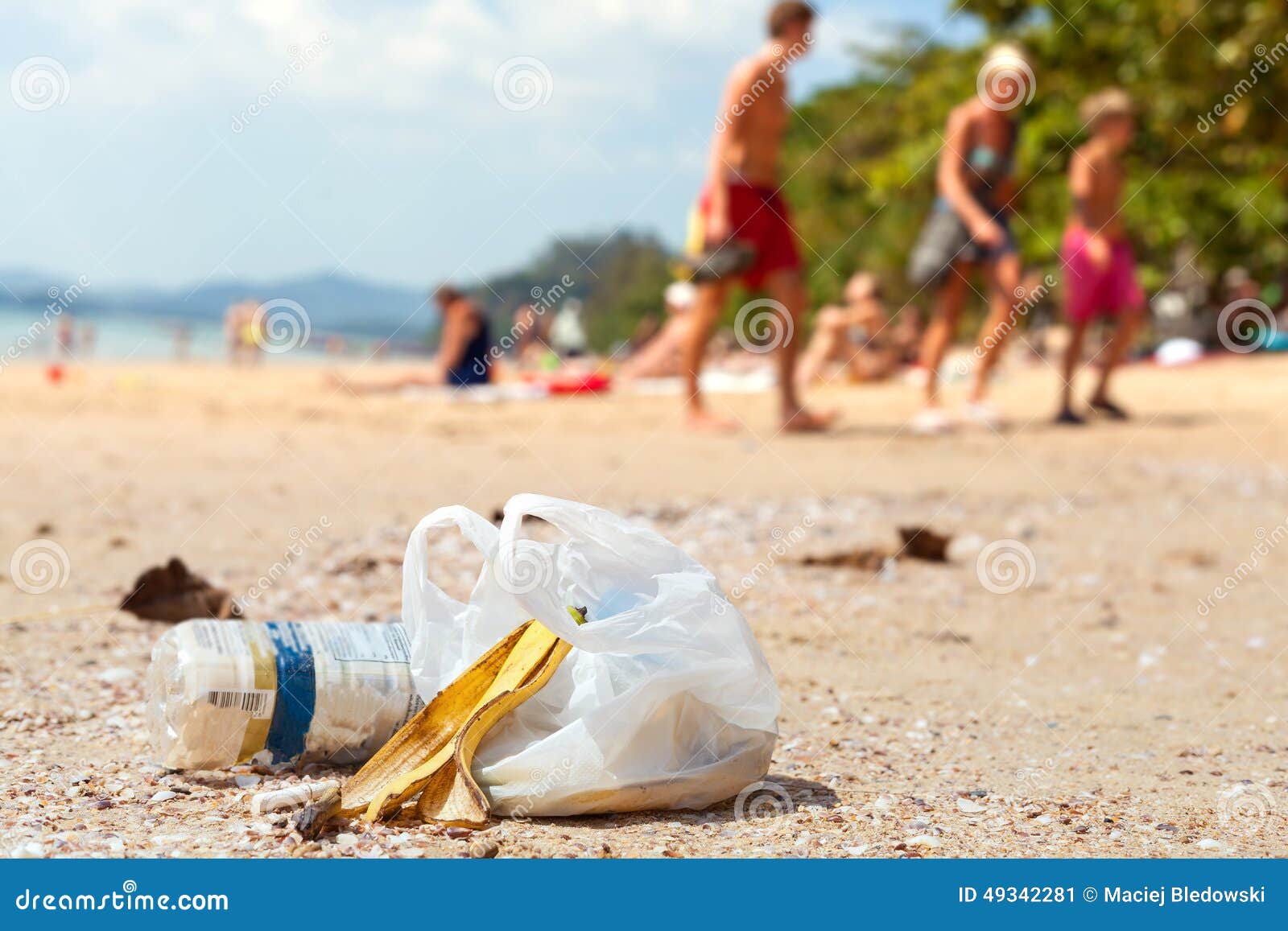 Garbage on a Beach Left by Tourists. Stock Image - Image of disaster ...