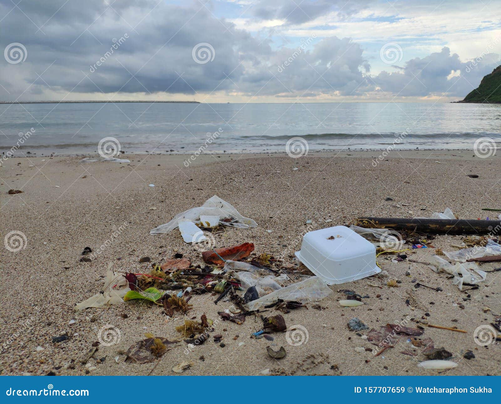 Garbage on the beach editorial stock image. Image of bottle - 157707659