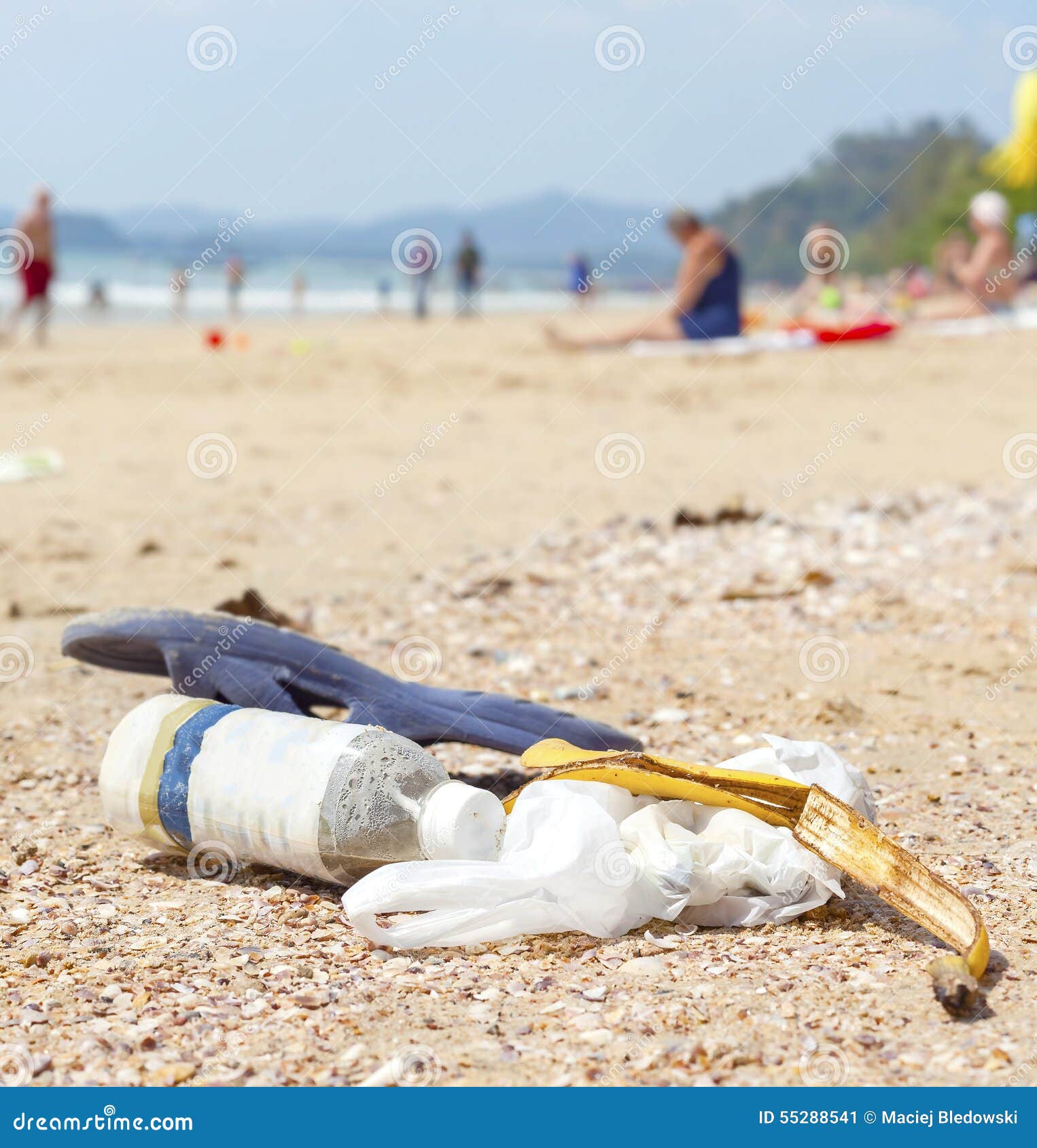 Garbage on a Beach, Nature Pollution Concept Picture. Stock Image ...