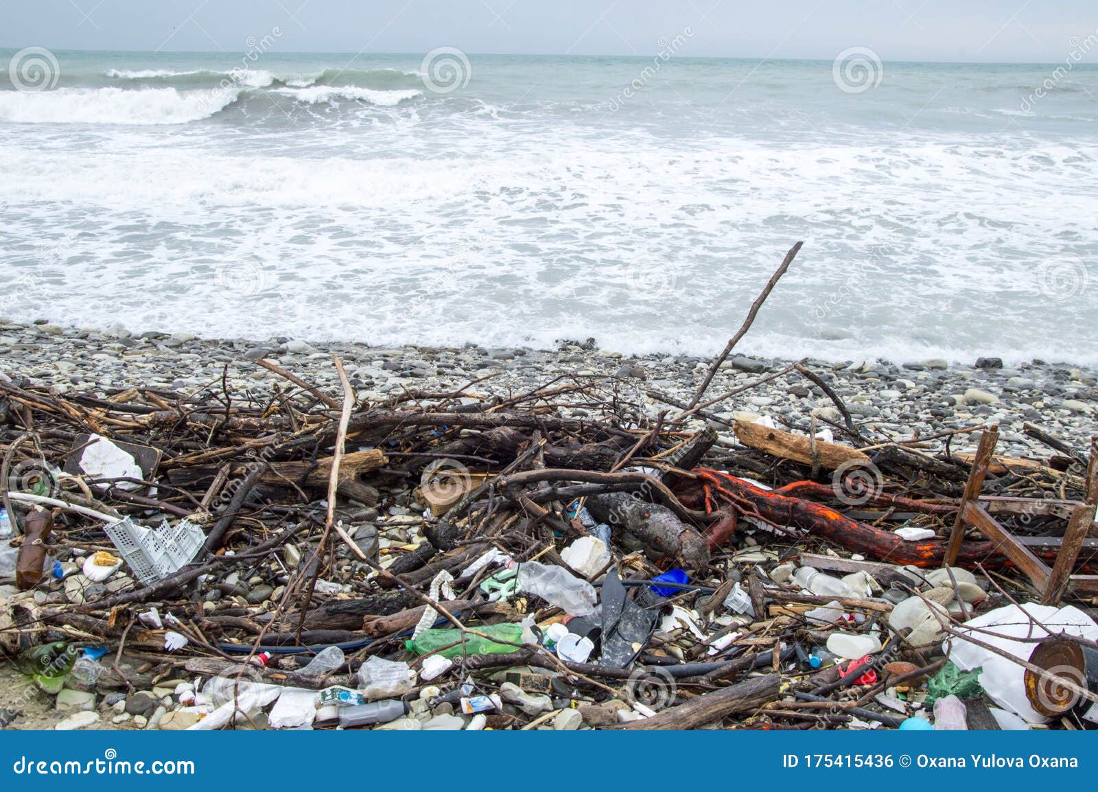 Garbage on the Beach after the Storm Stock Photo - Image of garbage ...