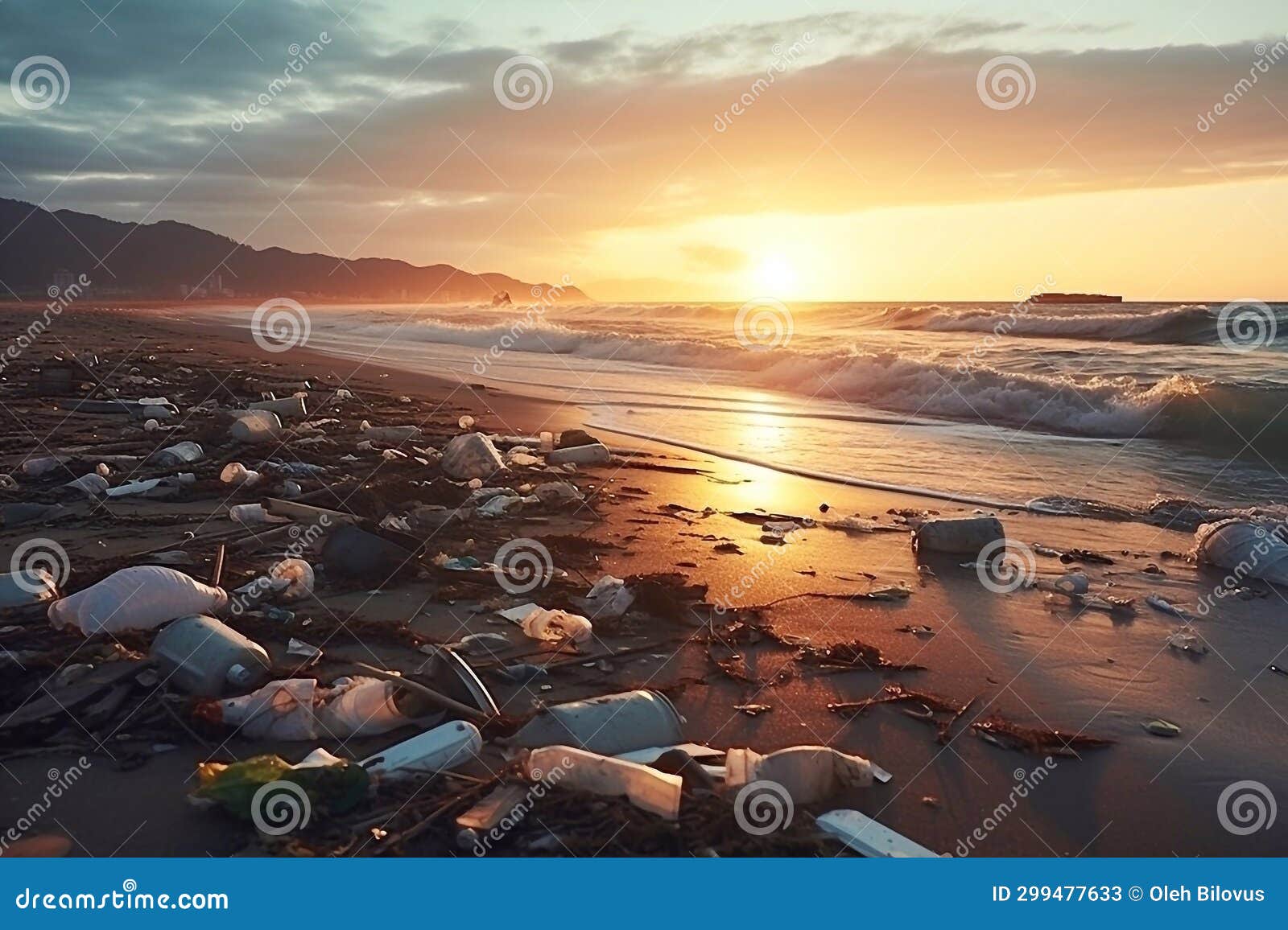 Garbage on the Beach at Sunset. Stock Image - Image of waste, plastic ...