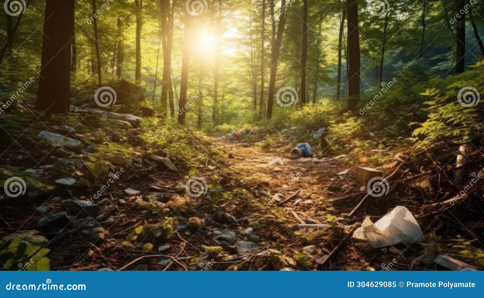 Garbage in Beautiful Forest. Destroyed Nature Stock Image - Image of ...