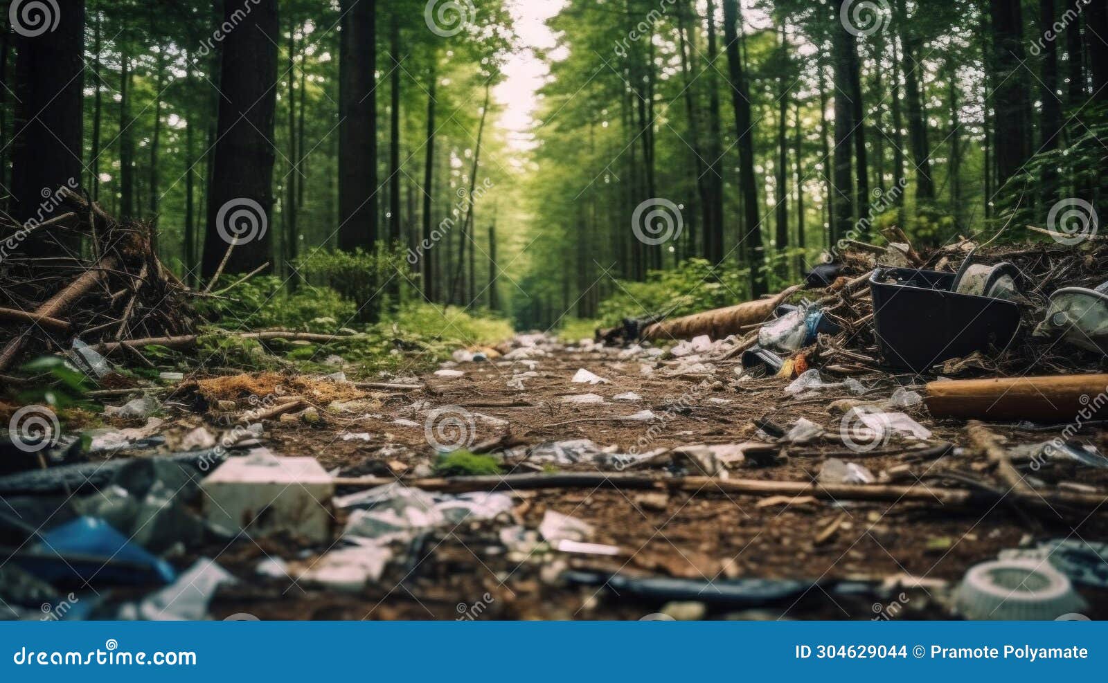 Garbage in Beautiful Forest. Destroyed Nature Stock Photo - Image of ...