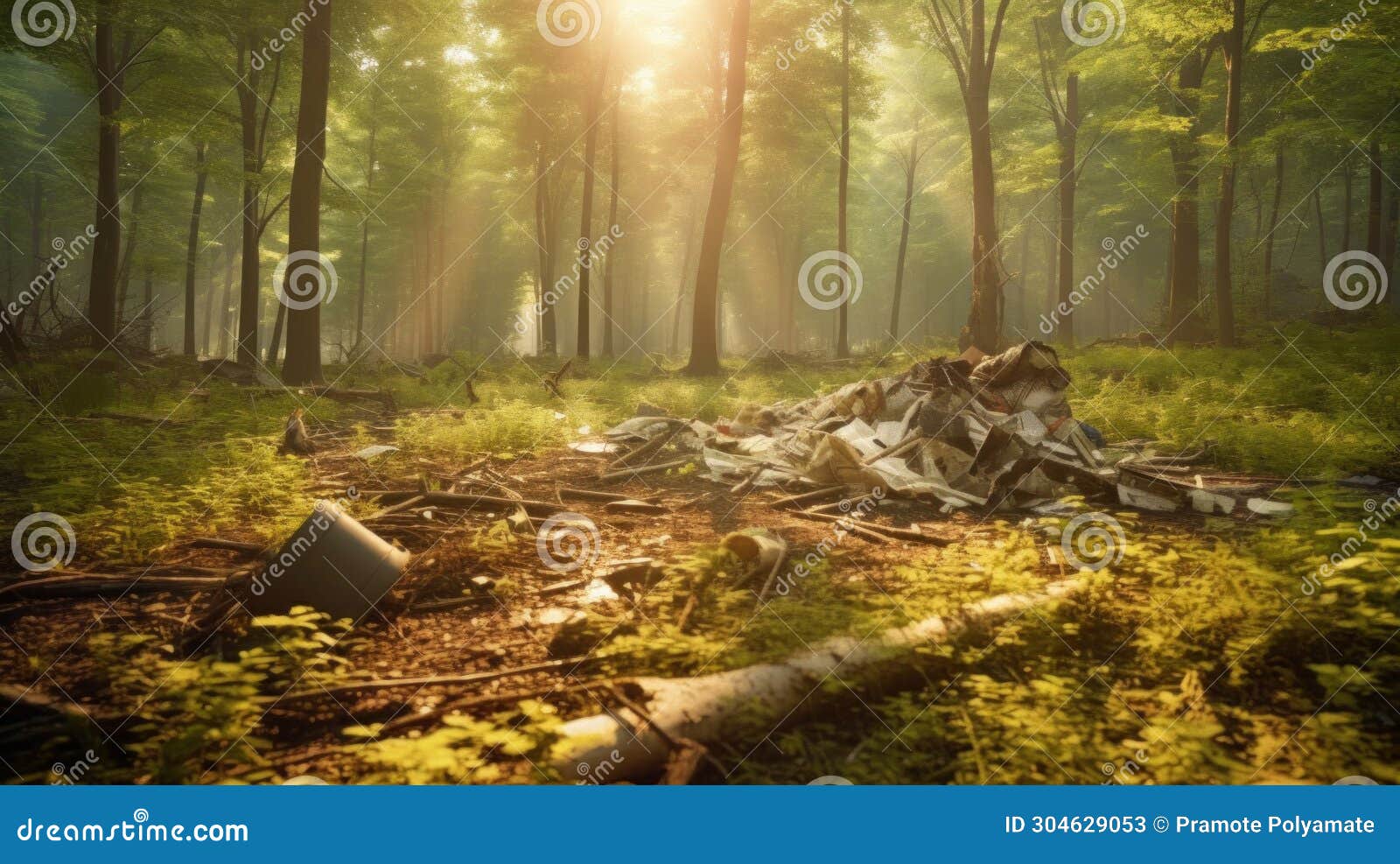 Garbage in Beautiful Forest. Destroyed Nature Stock Image - Image of ...