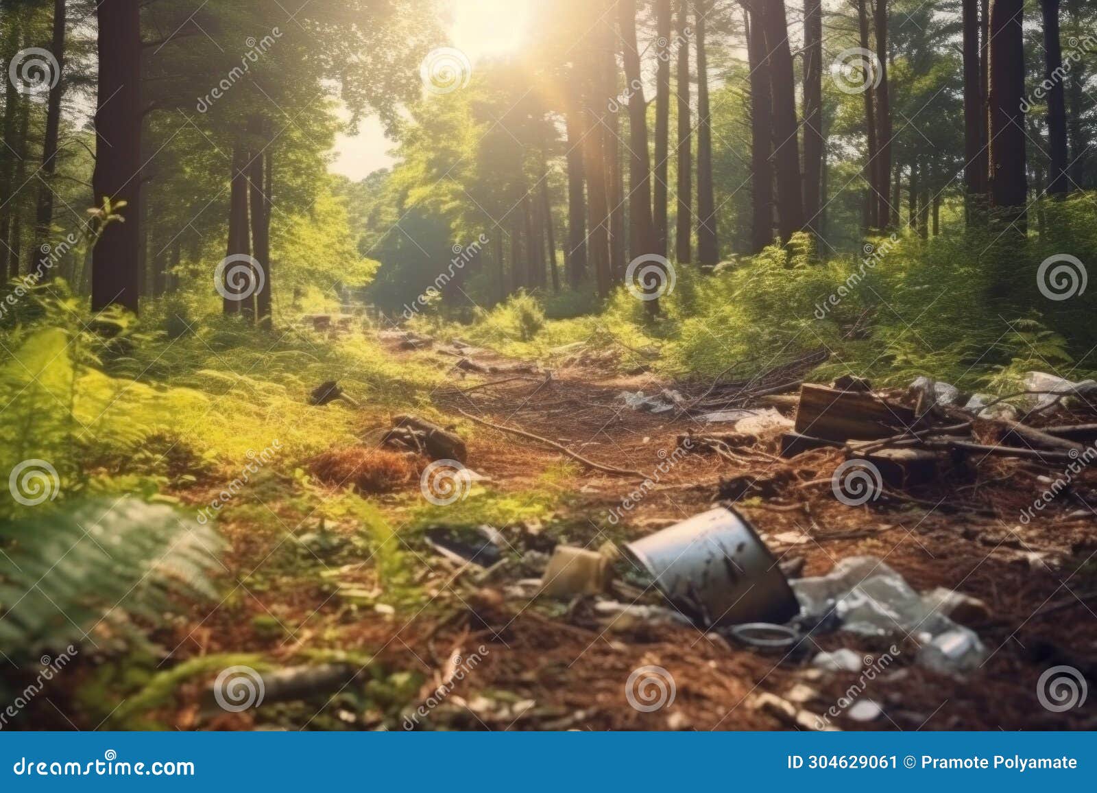 Garbage in Beautiful Forest. Destroyed Nature Stock Image - Image of ...