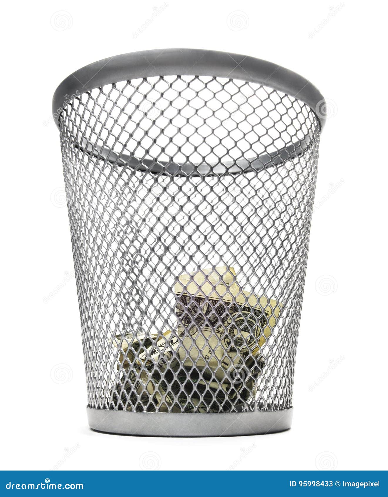 Garbage Bin with Cash stock image. Image of crumpled - 95998433