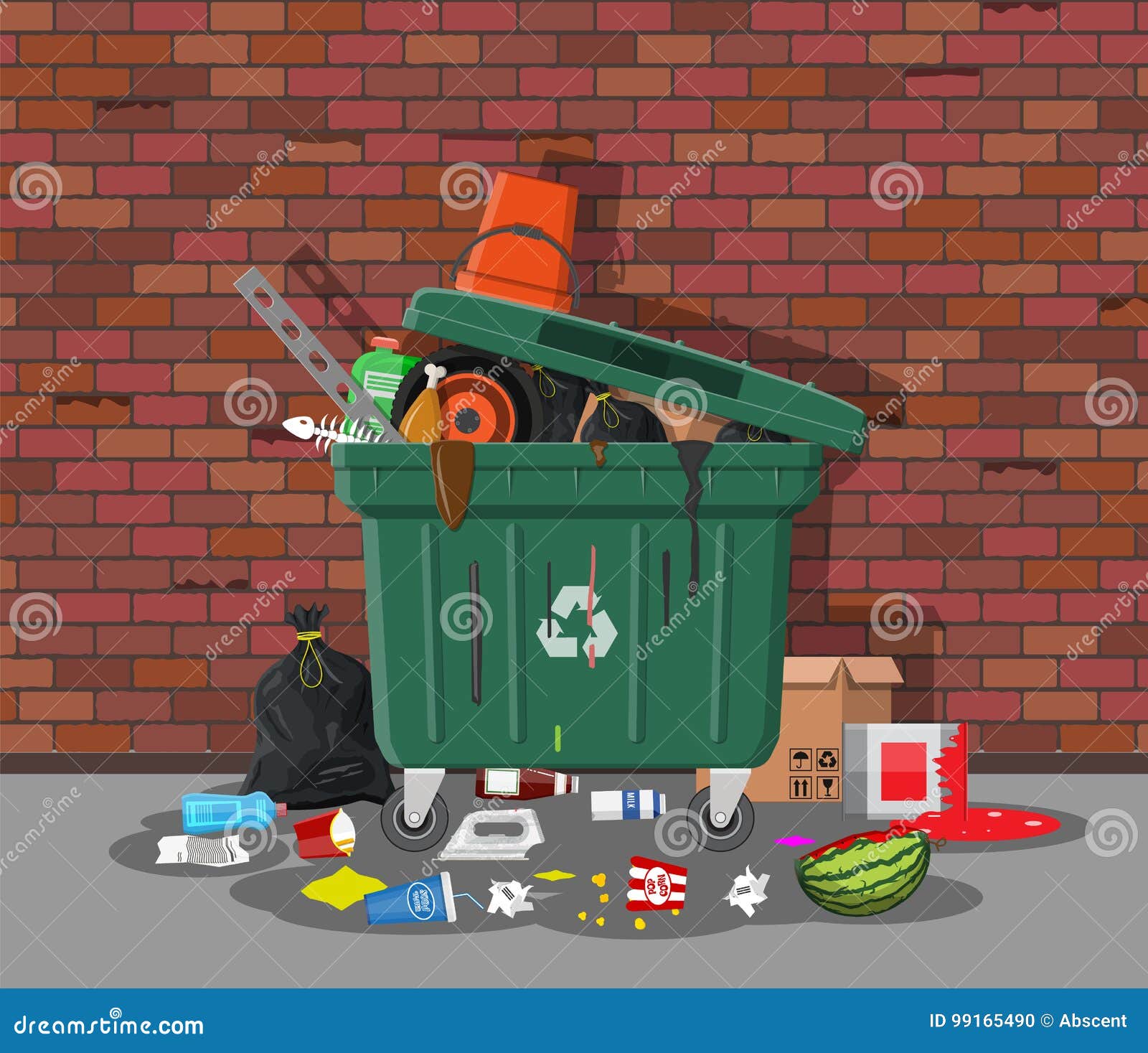 Garbage Bin Full of Trash. Overflowing Container Stock Vector ... Garbage Bin Full of Trash. Overflowing Container Stock Vector ...