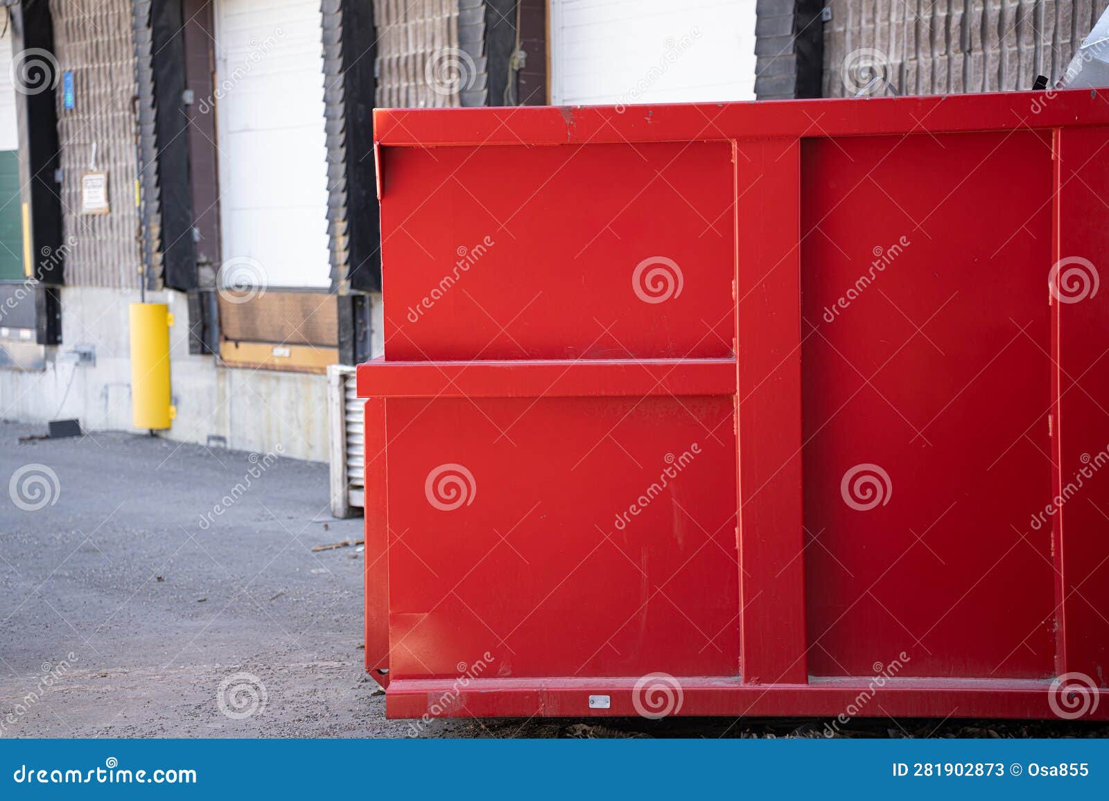 Garbage Bin Full of Waste Metal Behind Metal Roofing Factory Stock ...