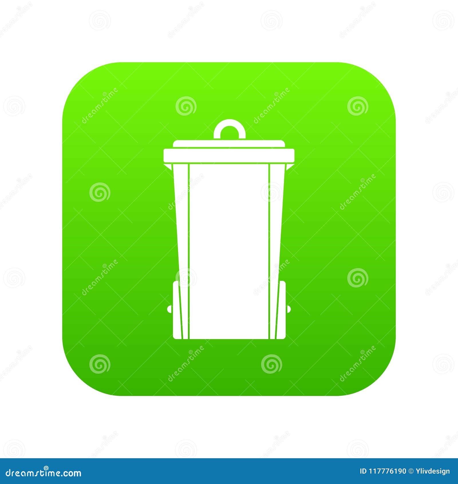 Garbage Bin Icon Digital Green Stock Vector - Illustration of public ...