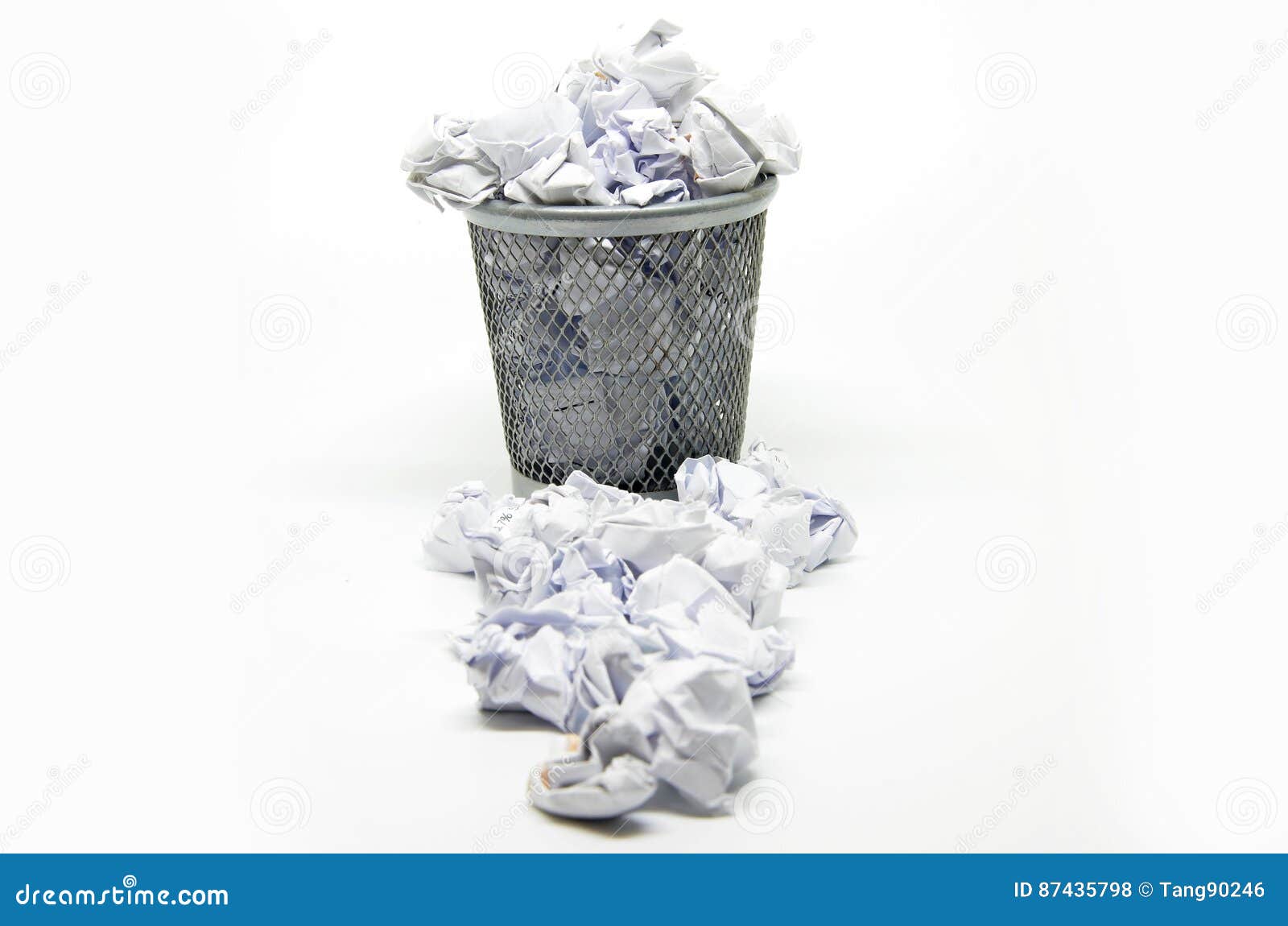 Garbage Bin with Paper Waste Stock Photo - Image of full, shredded ...