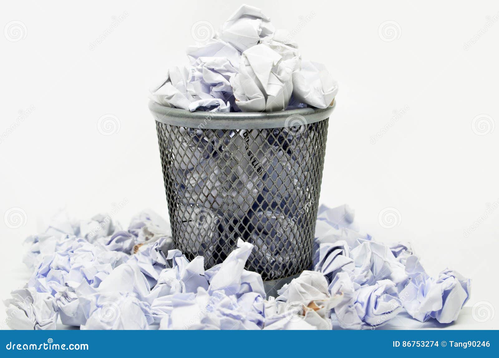 Garbage Bin with Paper Waste Stock Photo - Image of filled, shredded ...