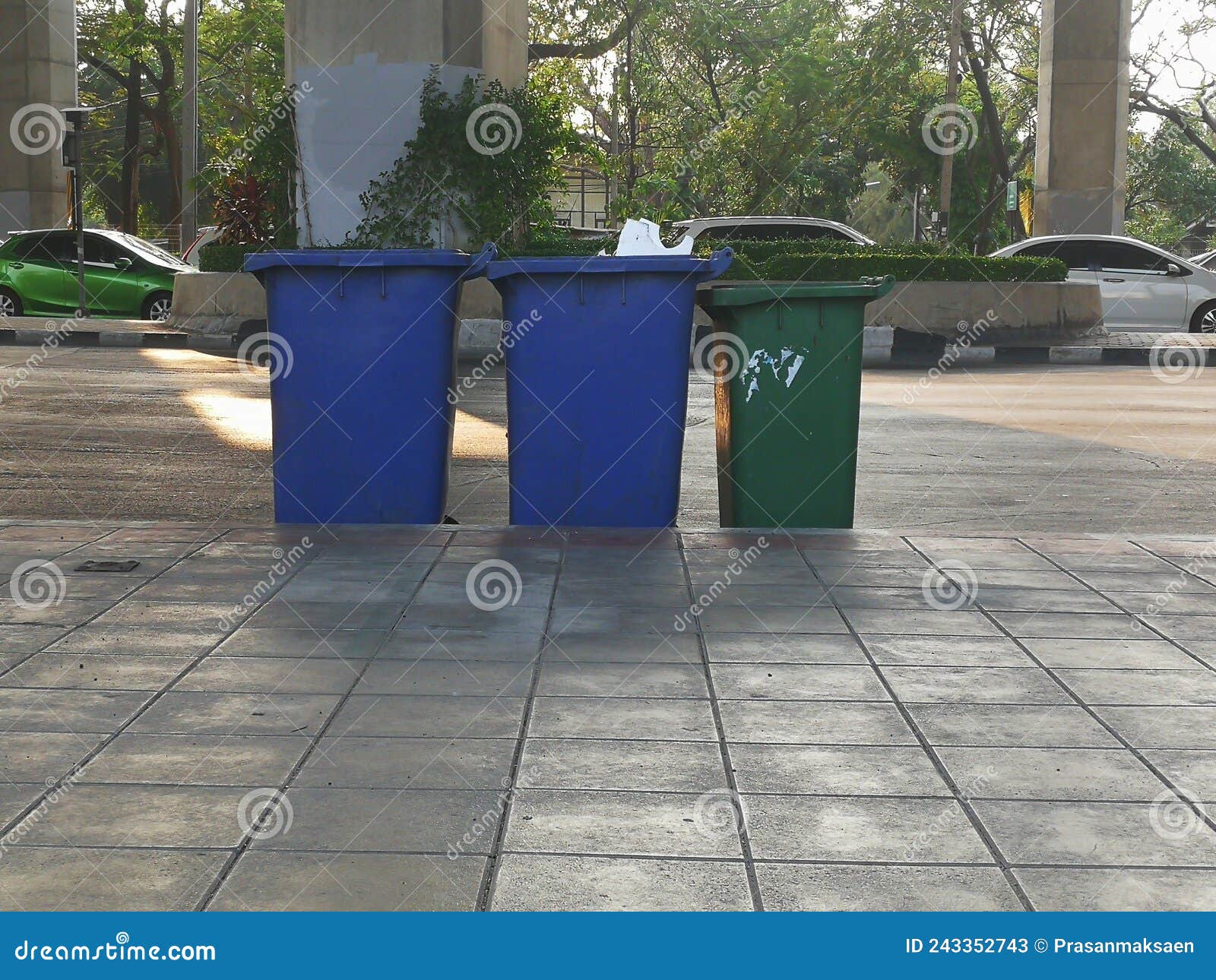 Garbage bin on road stock image. Image of garbage, pavement - 243352743
