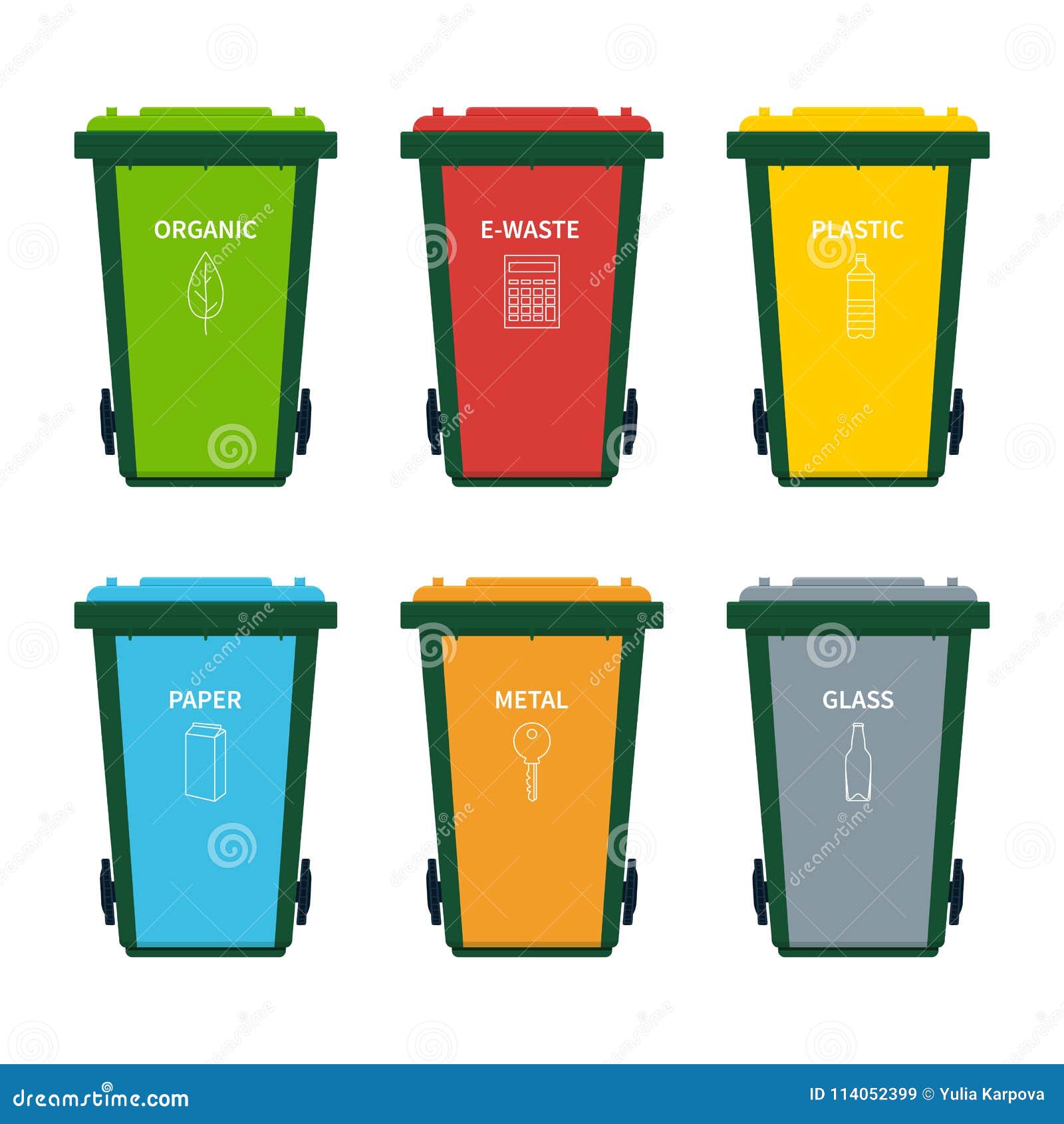 Garbage Bin Set for Recycling Waste. Stock Vector - Illustration of ...