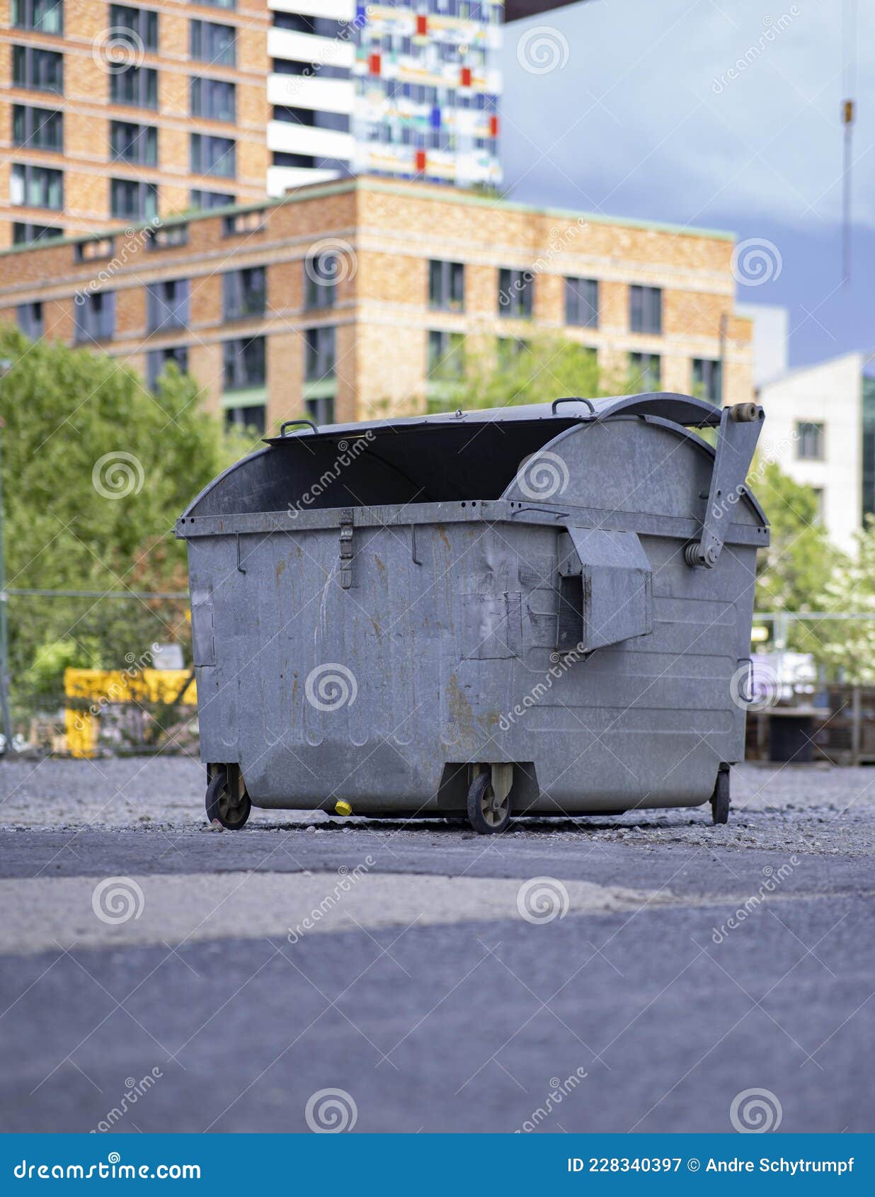 Garbage Bin on a Stone Field Stock Image - Image of stone, track: 228340397