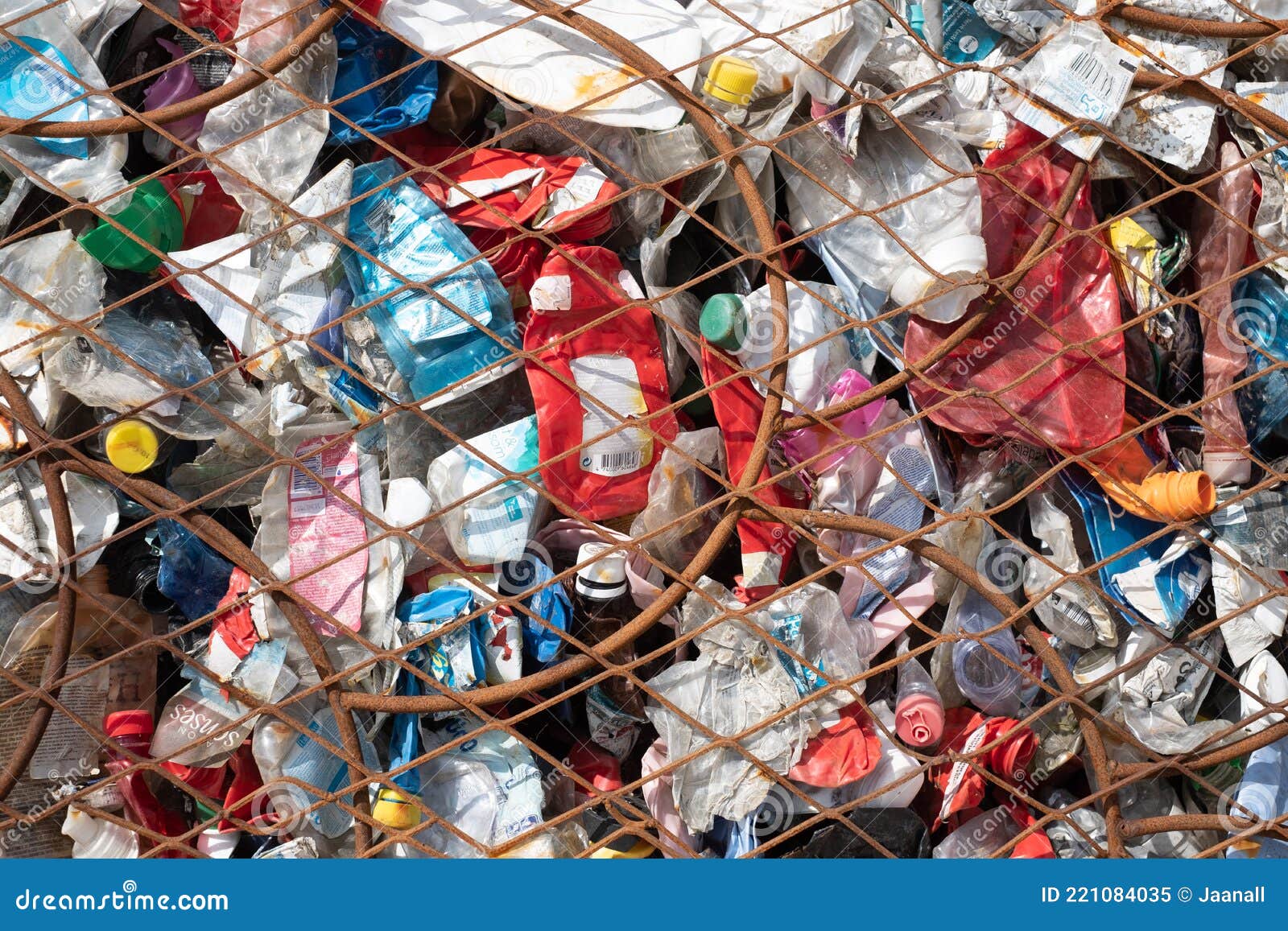 Wire Trash Container for Collecting Plastic Waste on a Clean Beach ...