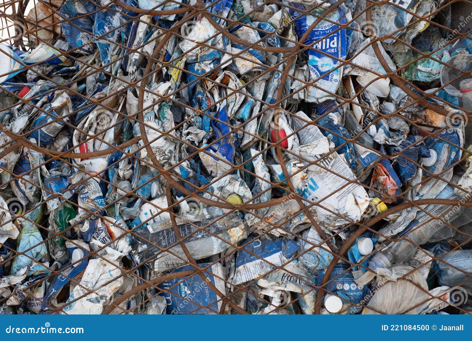 Wire Trash Container for Collecting Plastic Waste on a Clean Beach ...