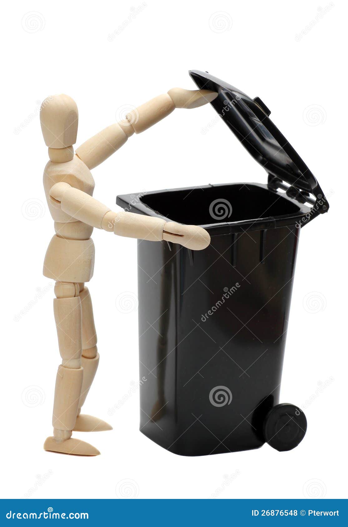 Garbage Bin with Wooden Doll Stock Photo - Image of garbage, dump: 26876548