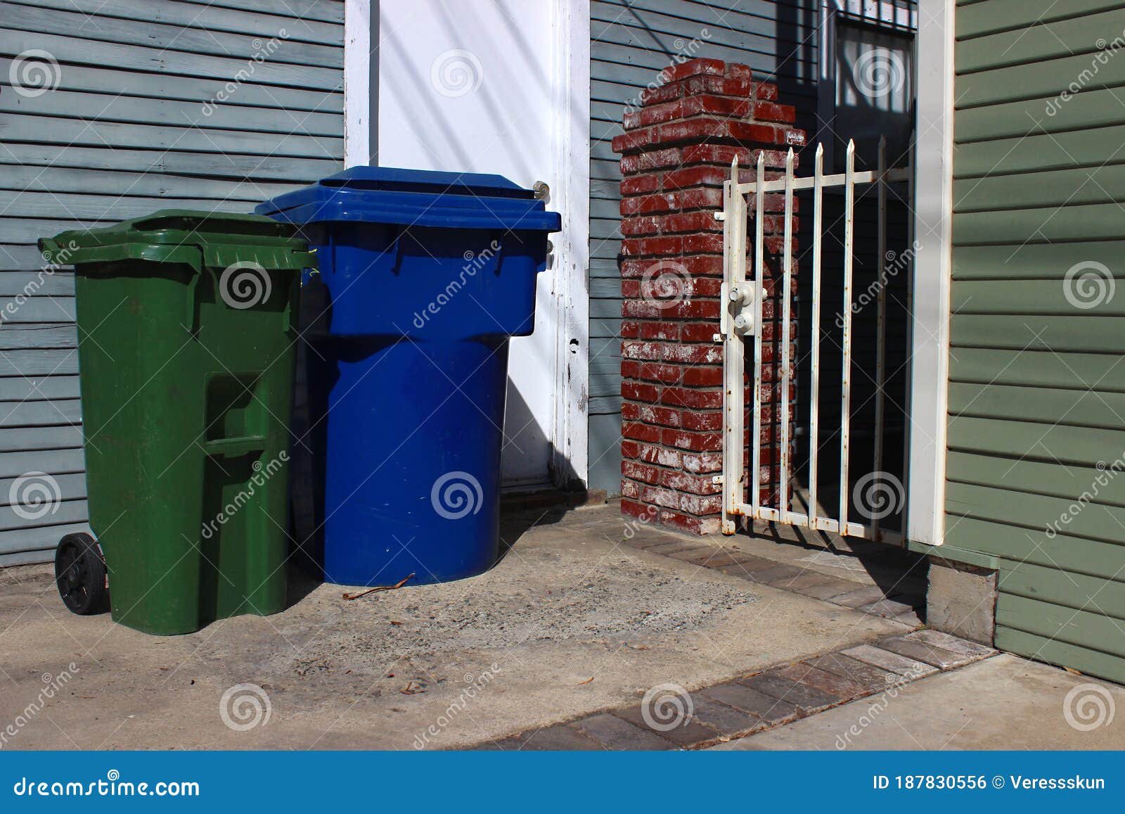 Garbage Bins for Different Types of Garbage at the Gate of a Private ...