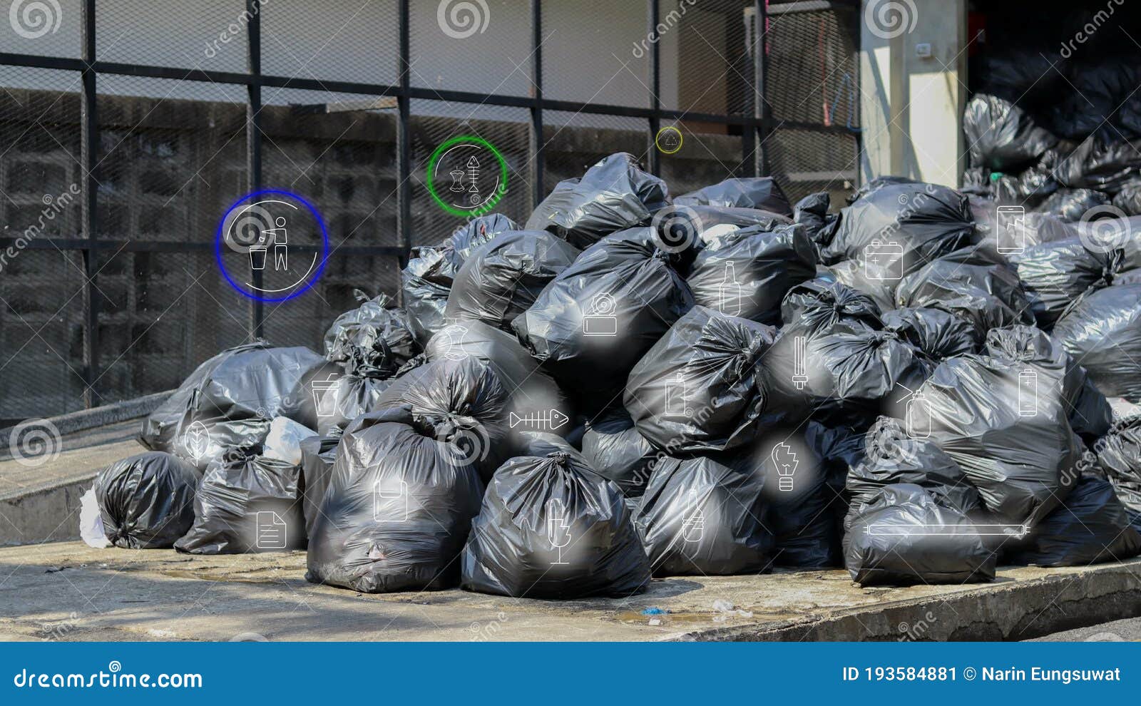 Garbage in the Black Bag with Waste Separation Type and Icon about ...