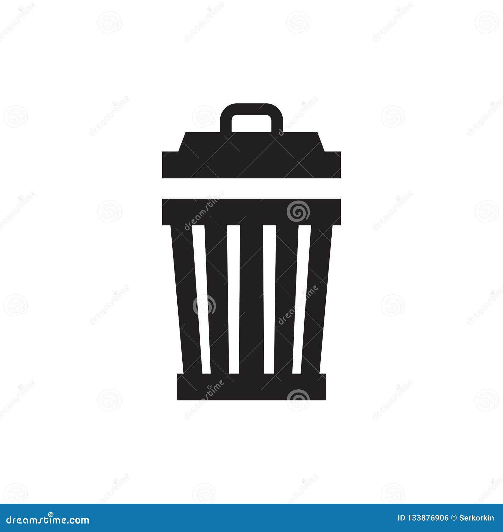 Garbage - Black Icon On White Background Vector Illustration. Trash ...