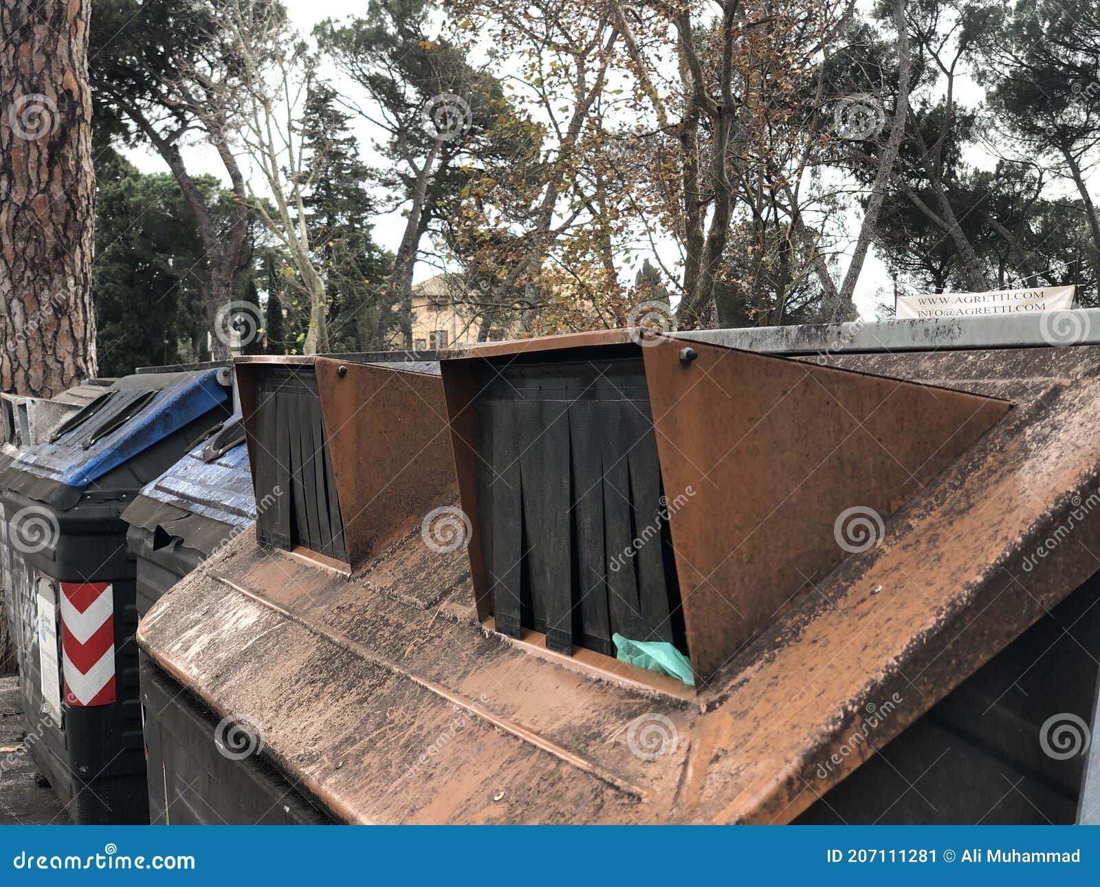 Garbage Boxes Alongside the Road Dustbin Garbage Collection in Rome ...