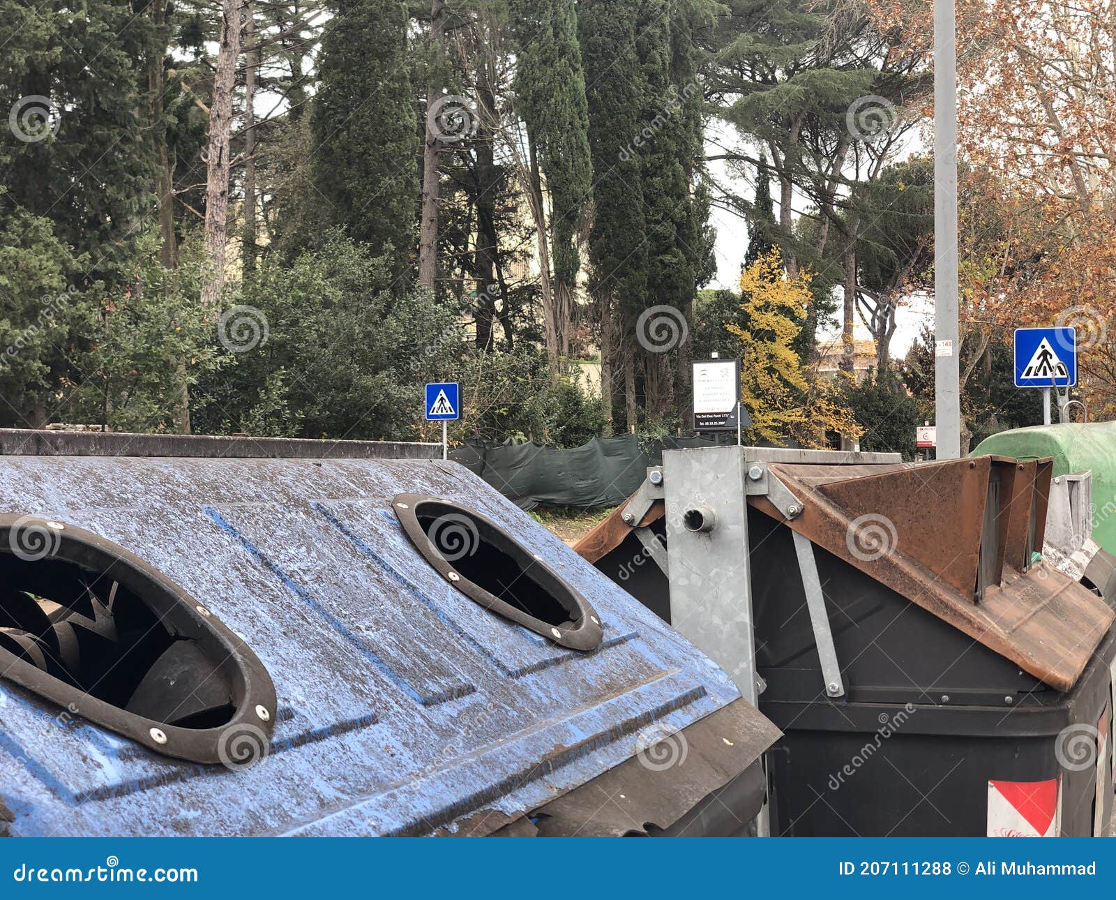 Garbage Boxes Alongside the Road Dustbin Garbage Collection in Rome ...