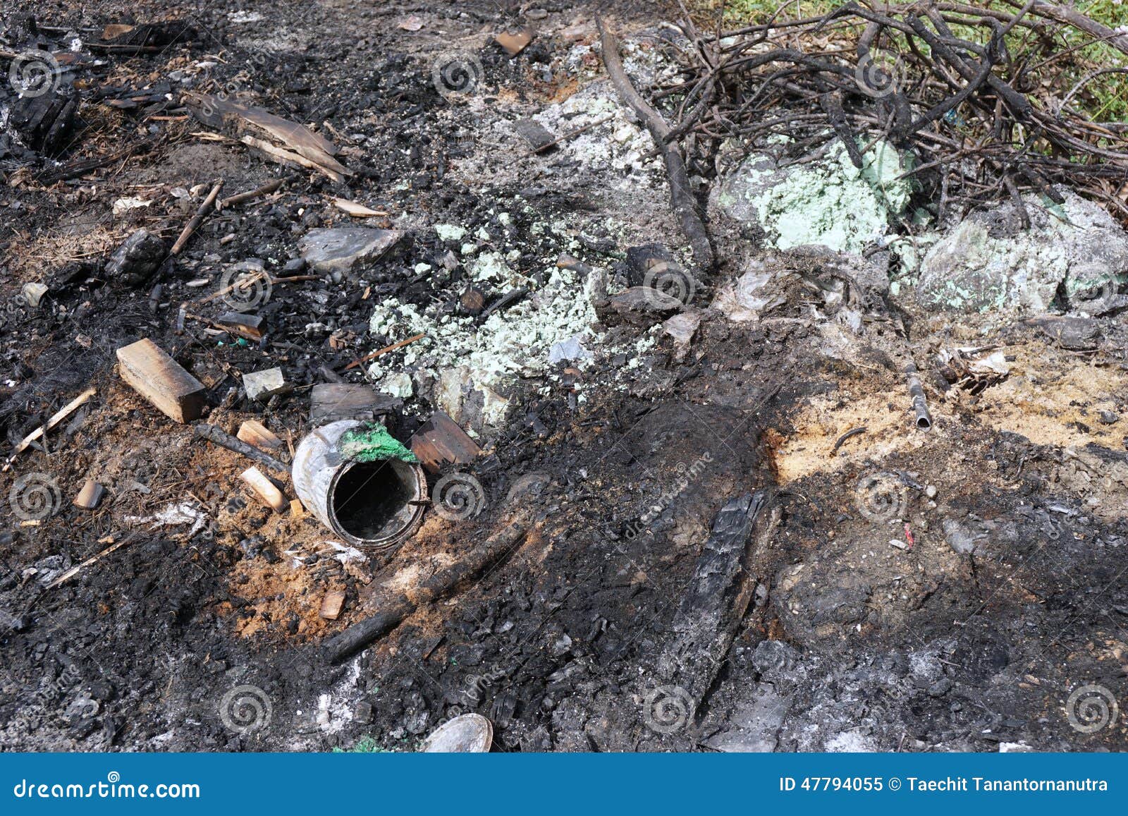 Garbage after burned stock image. Image of land, recycling - 47794055