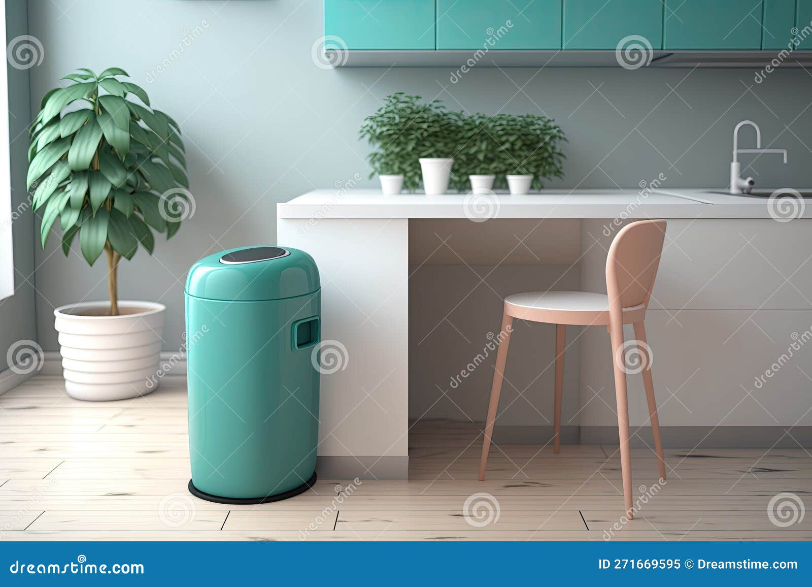 Garbage Can in a Contemporary Kitchen that Has Been Cleaned Stock ...