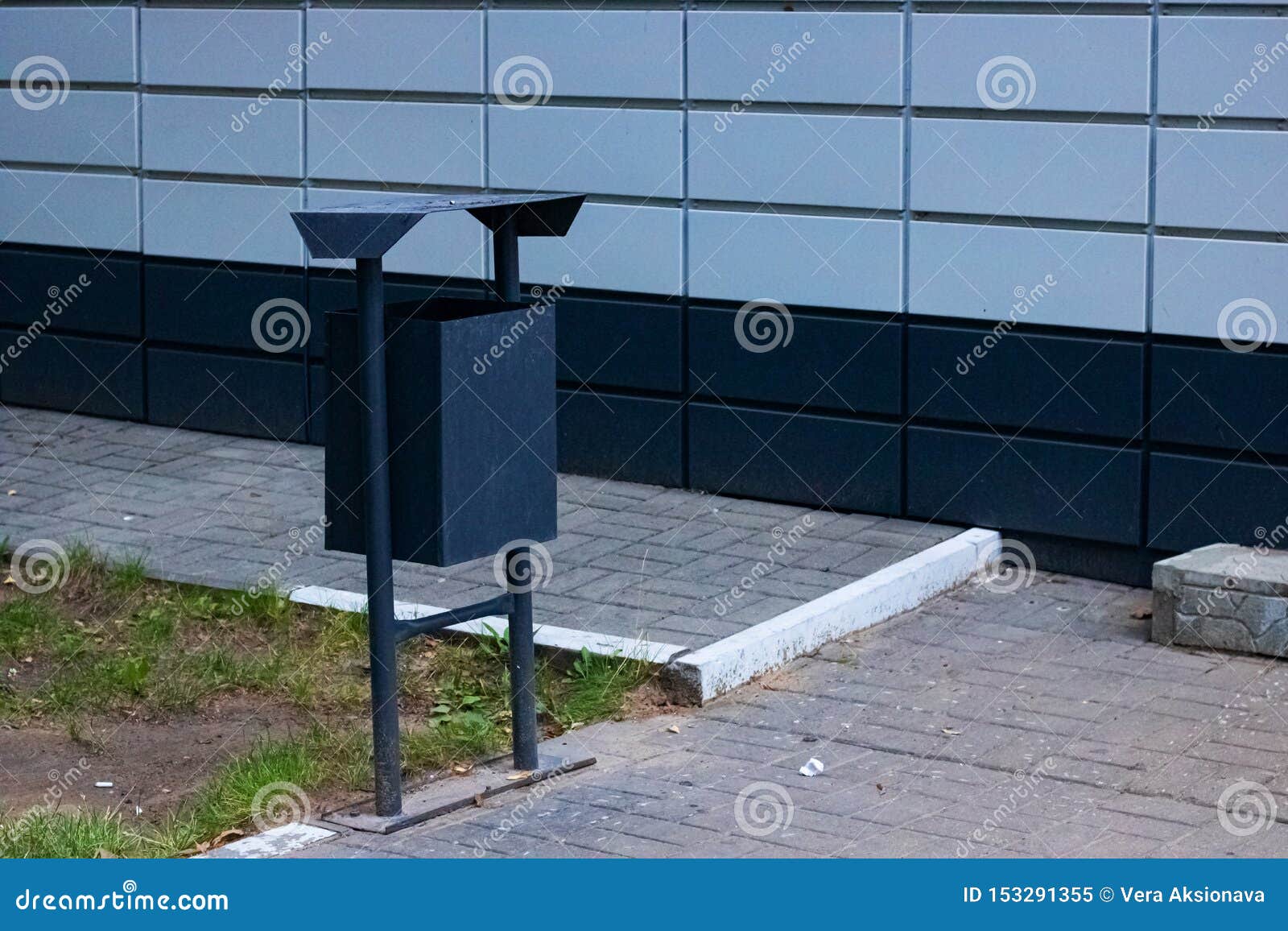 Garbage Can at the Corner of a Building Close-up Stock Image - Image of ...