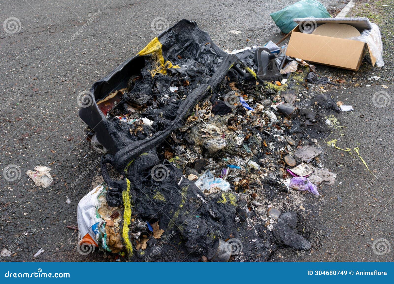 Garbage Can after a Fire, Vandalism Stock Image - Image of burnt, arson ...