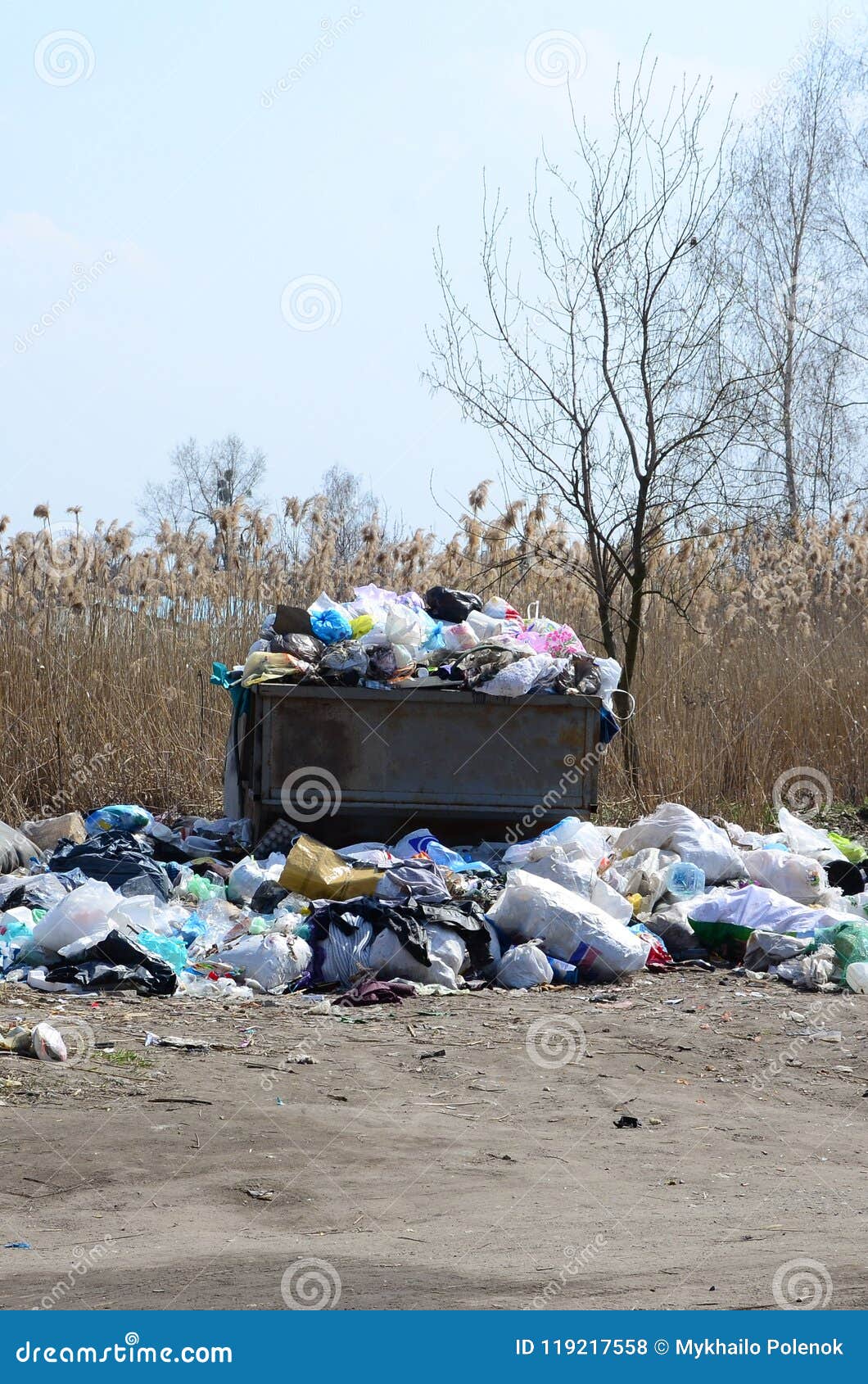 The Garbage Can is Packed with Garbage and Waste. Untimely Remov Stock ...