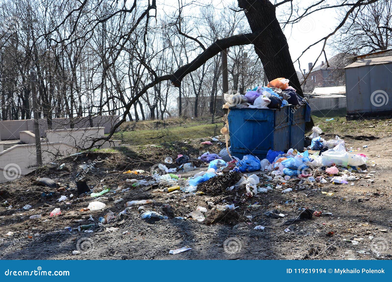 The Garbage Can is Packed with Garbage and Waste. Untimely Remov Stock ...