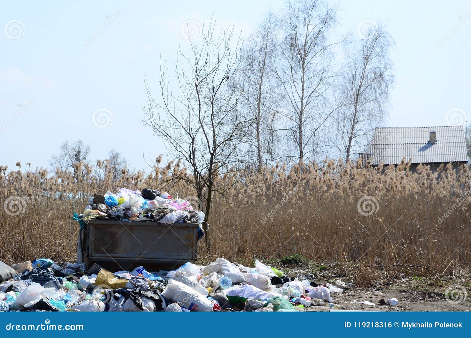 The Garbage Can is Packed with Garbage and Waste. Untimely Remov Stock ...