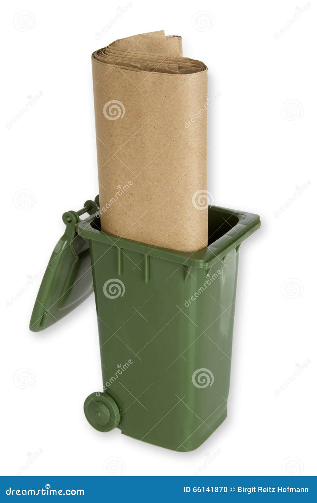Garbage Can with Paper Trash Bags Stock Photo - Image of paper ...