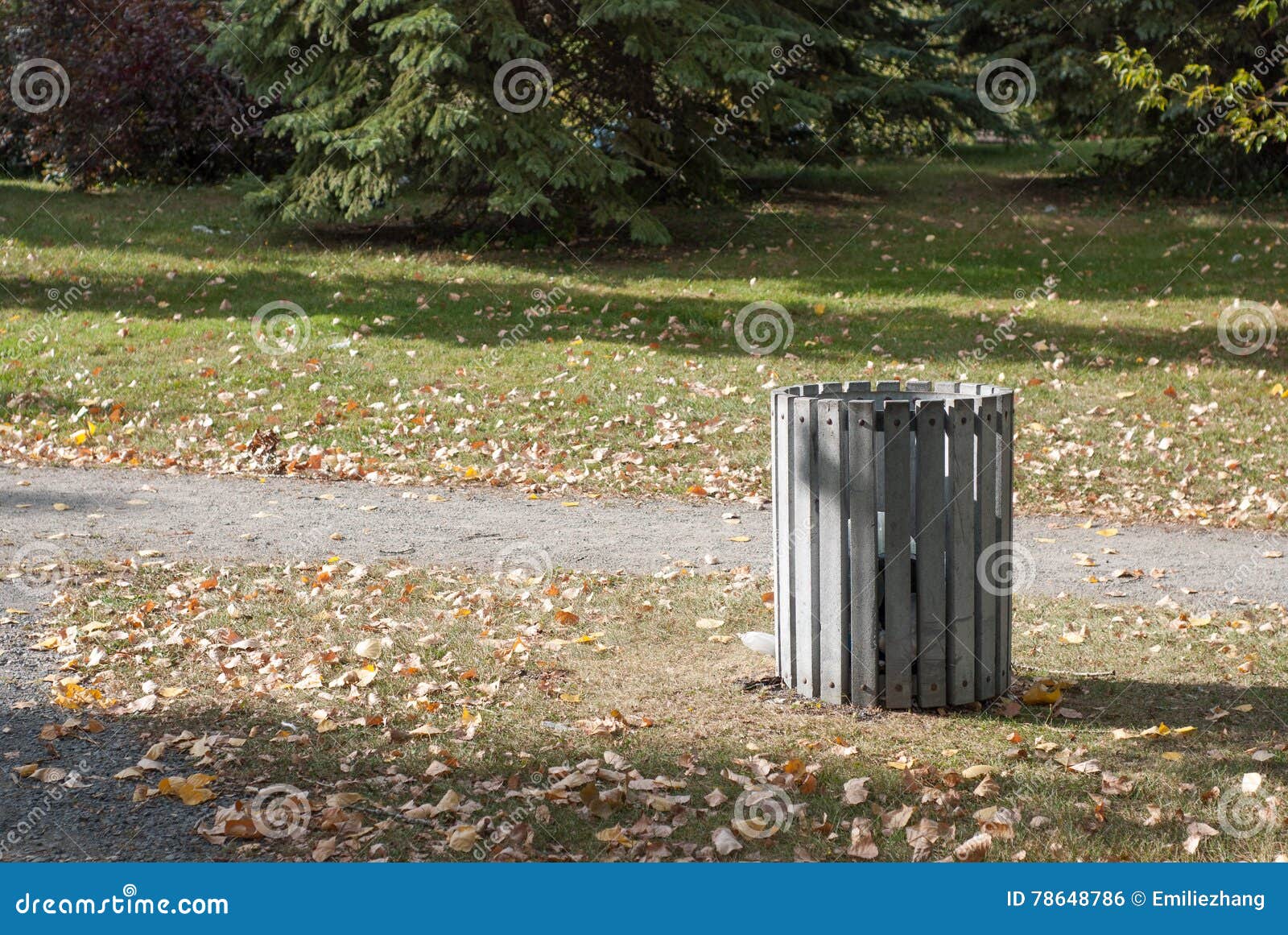Garbage can in park stock photo. Image of clean, garbage - 78648786