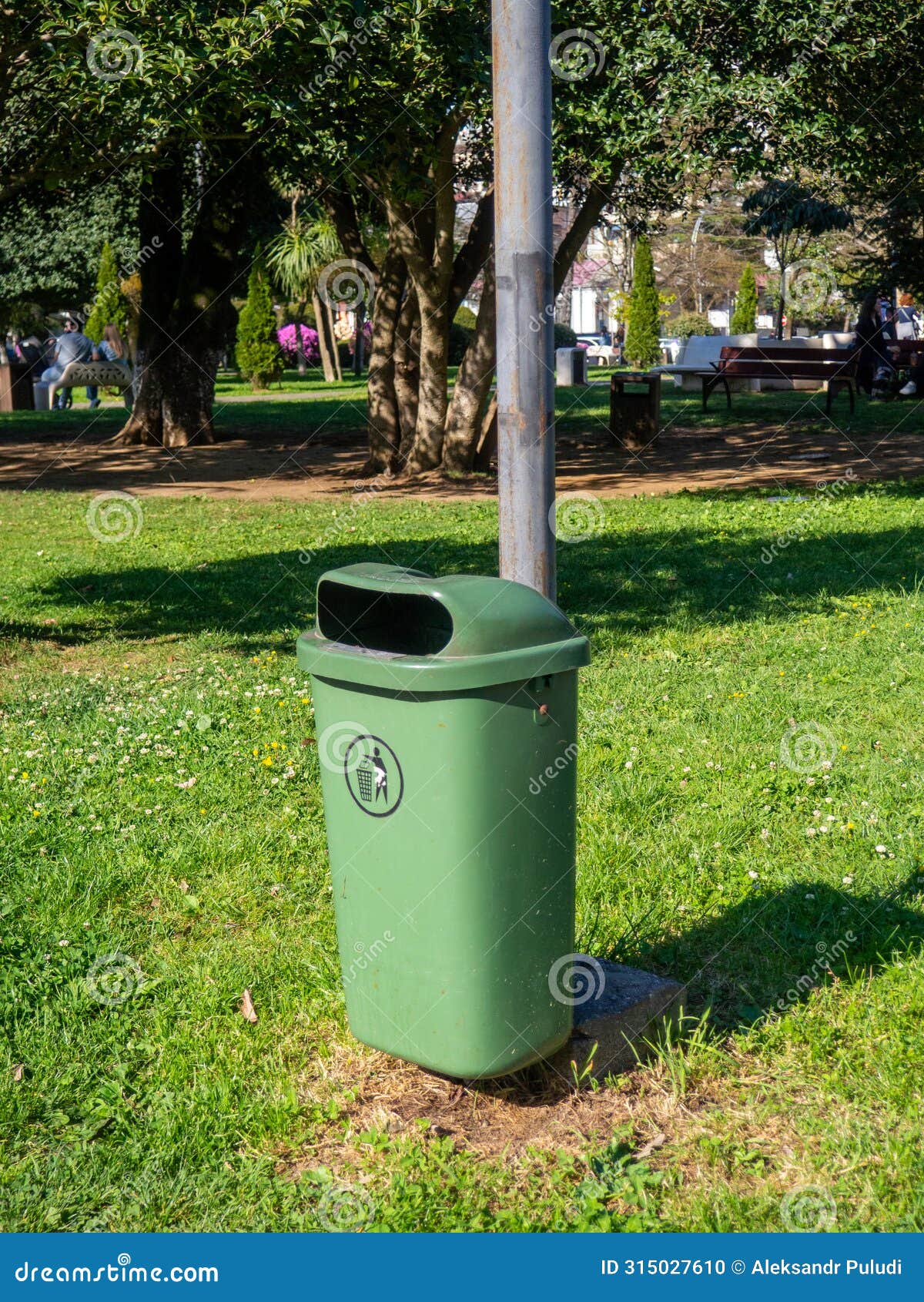Garbage Can on a Pole. Caring for the Cleanliness and Ecology of the ...
