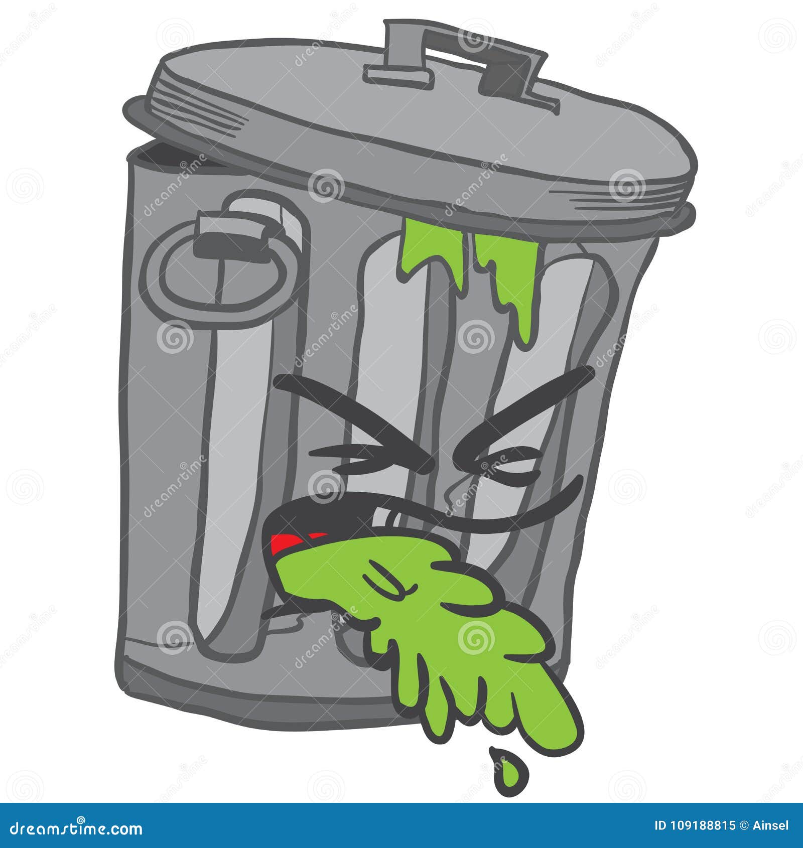 Garbage can puke stock illustration. Illustration of discard - 109188815