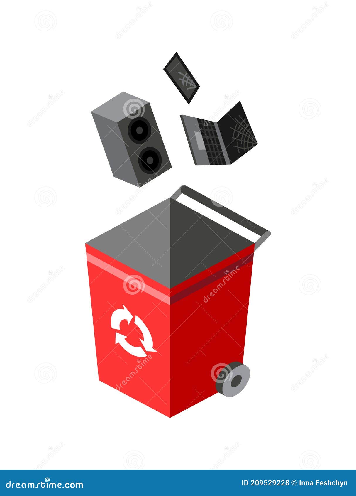 Garbage Can For Sorting. Recycling Elements. Colored Waste Bin With E ...