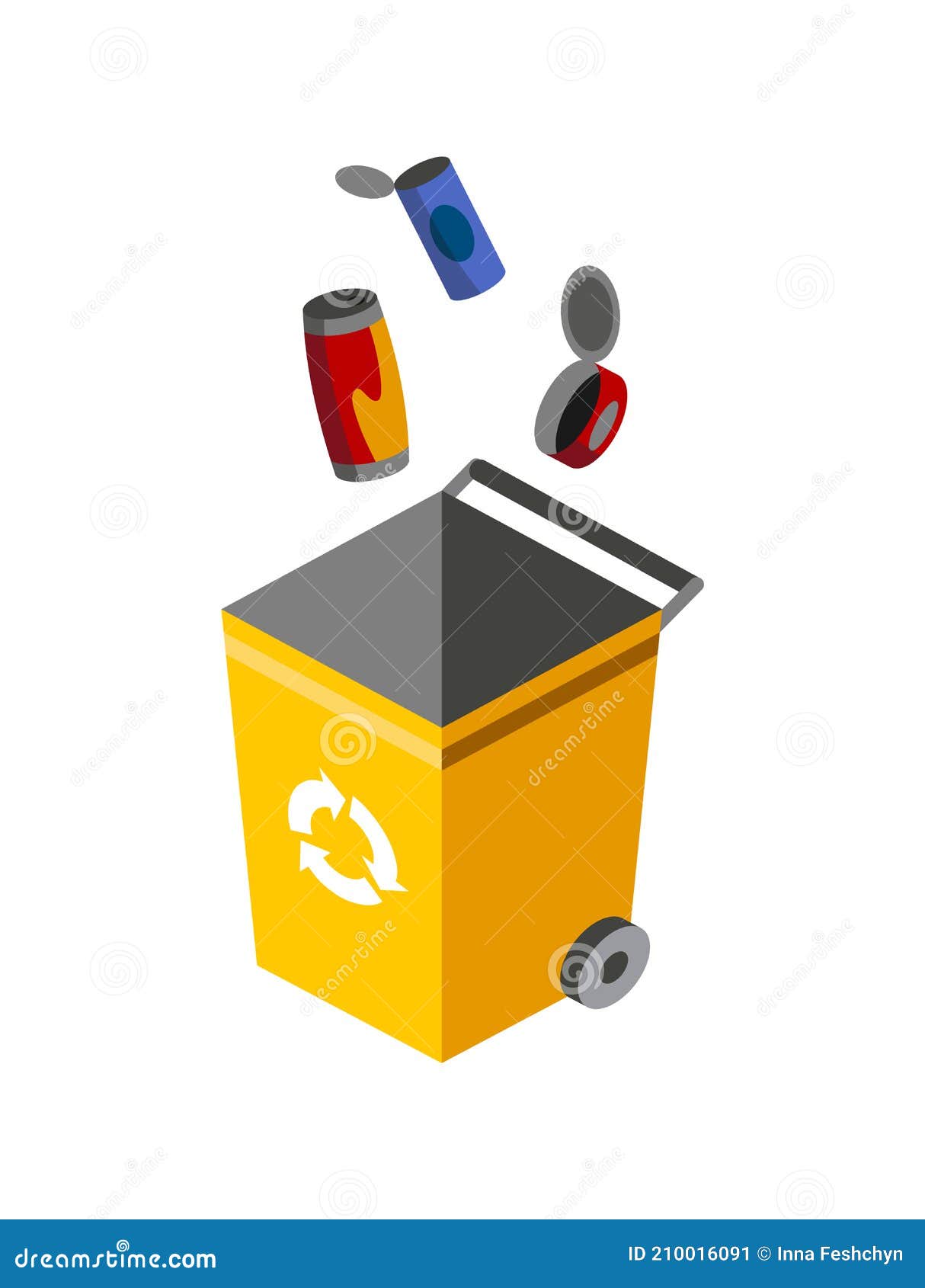 Garbage Can For Sorting. Recycling Elements. Colored Waste Bin With ...