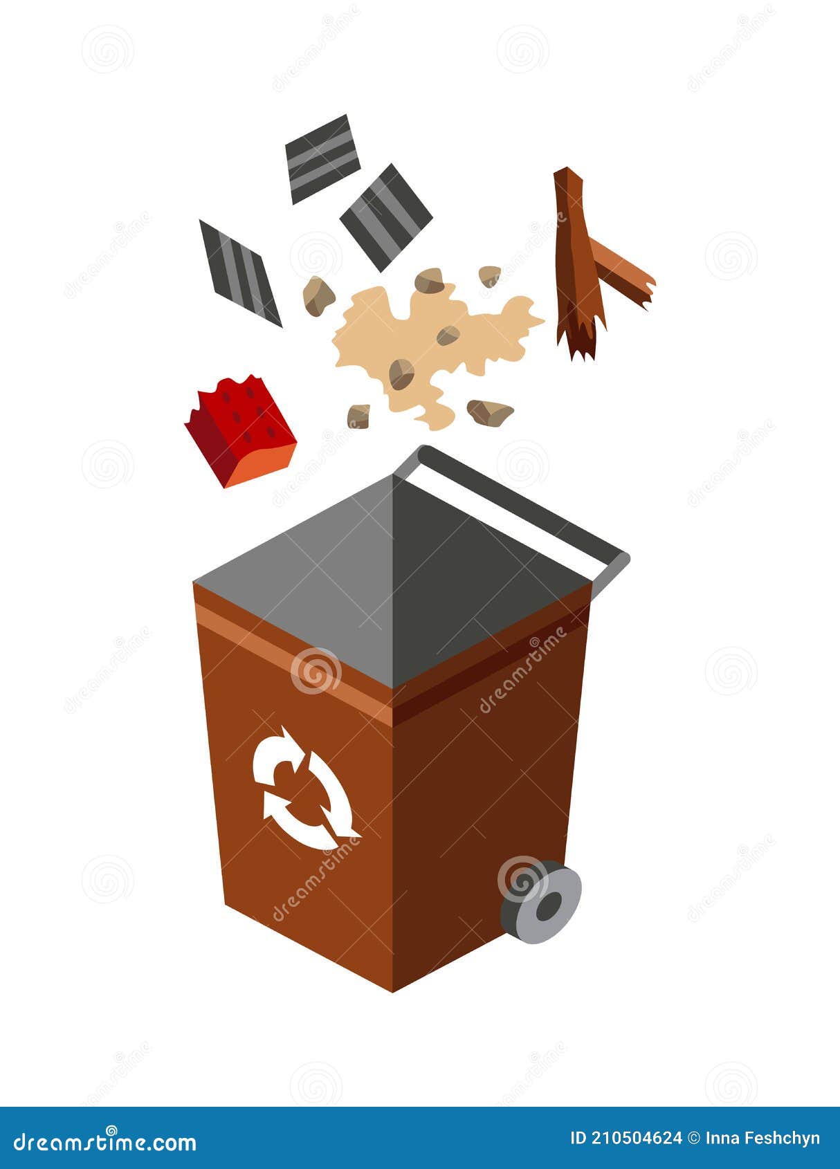 Garbage Can For Sorting. Recycling Elements. Colored Waste Bin With ...