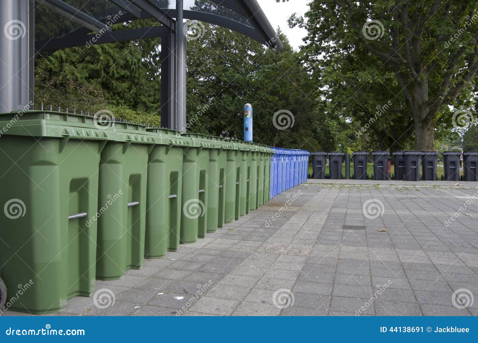 Garbage can station stock image. Image of college, lined - 44138691