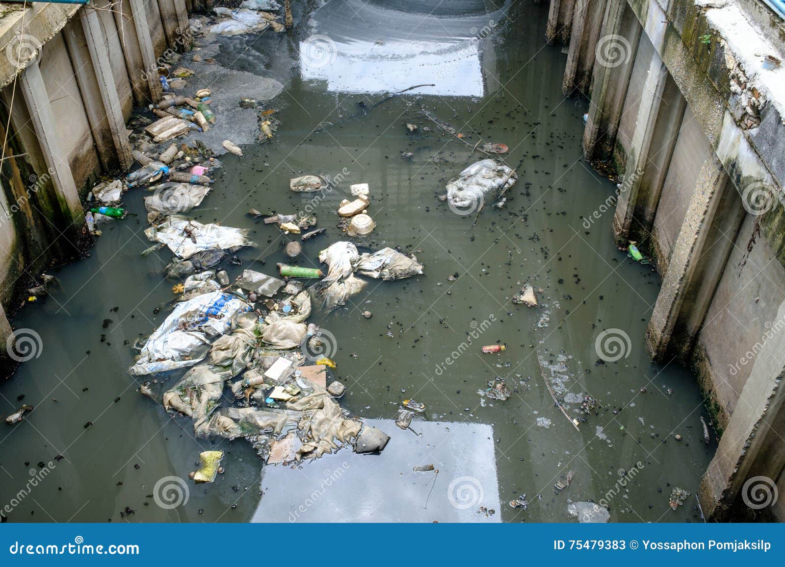 Garbage in the canal stock image. Image of garbage, pollution - 75479383